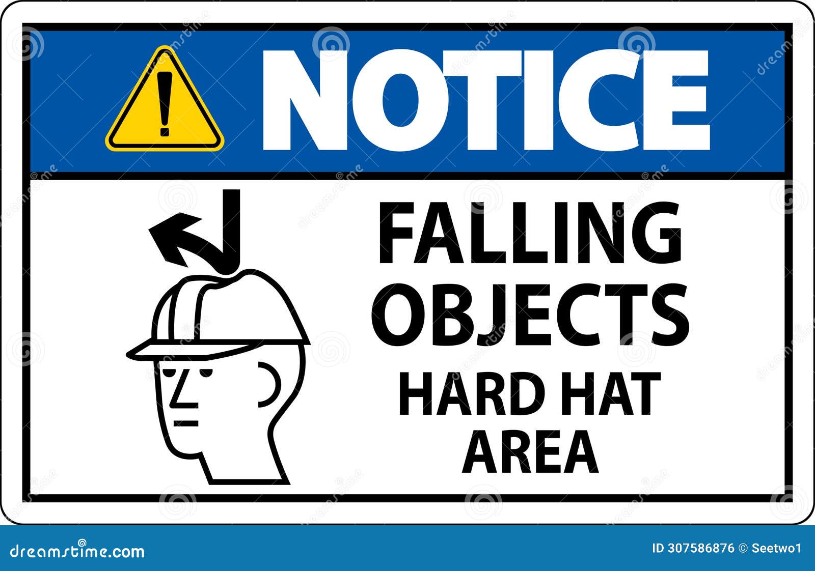 Notice Sign, Falling Objects Hard Hat Area Stock Vector - Illustration ...