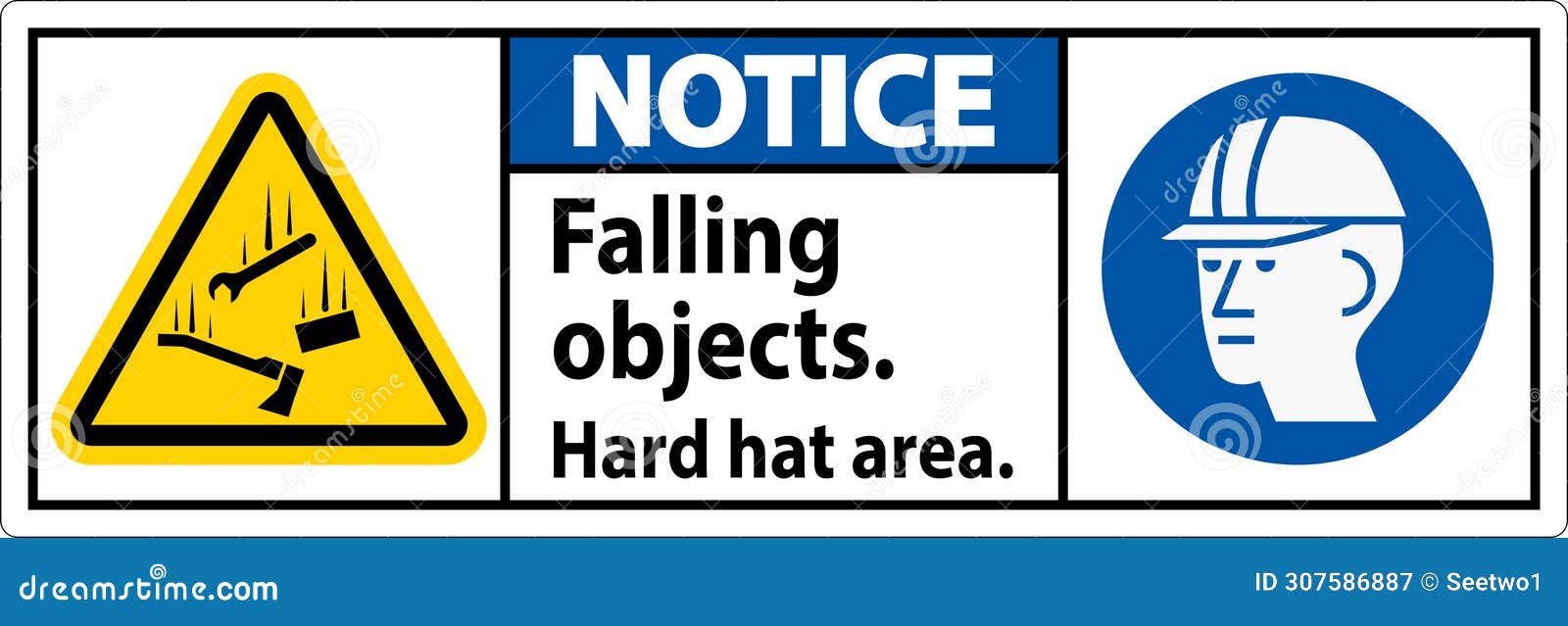 Notice Sign, Falling Objects Hard Hat Area Stock Vector - Illustration ...