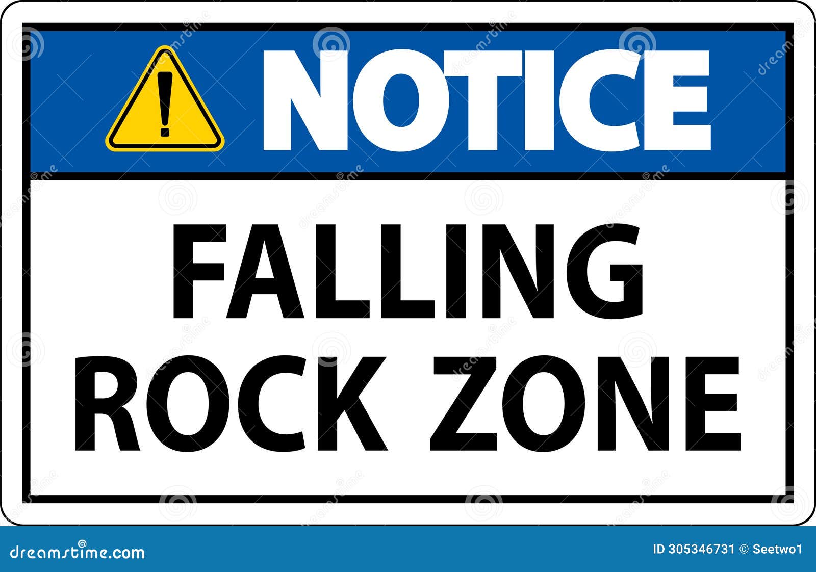 Notice Sign, Falling Rock Zone Stock Vector - Illustration of hazard ...