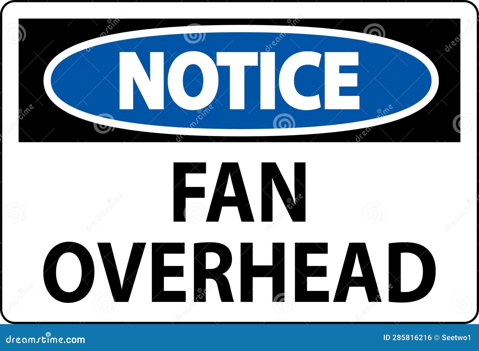 Notice Sign Fan Overhead stock vector. Illustration of interior - 285816216