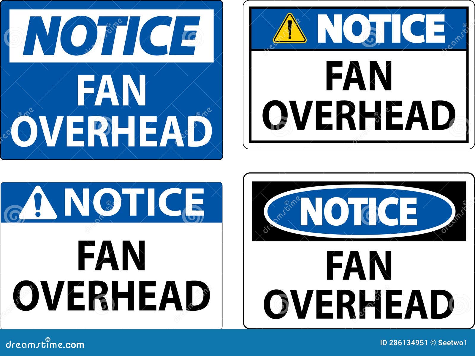 Notice Sign Fan Overhead stock vector. Illustration of control - 286134951