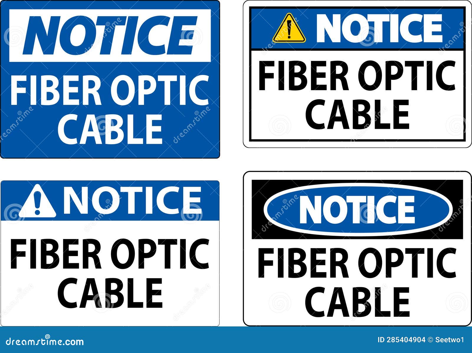 Notice Sign, Fiber Optic Cable Sign Stock Vector - Illustration of ...