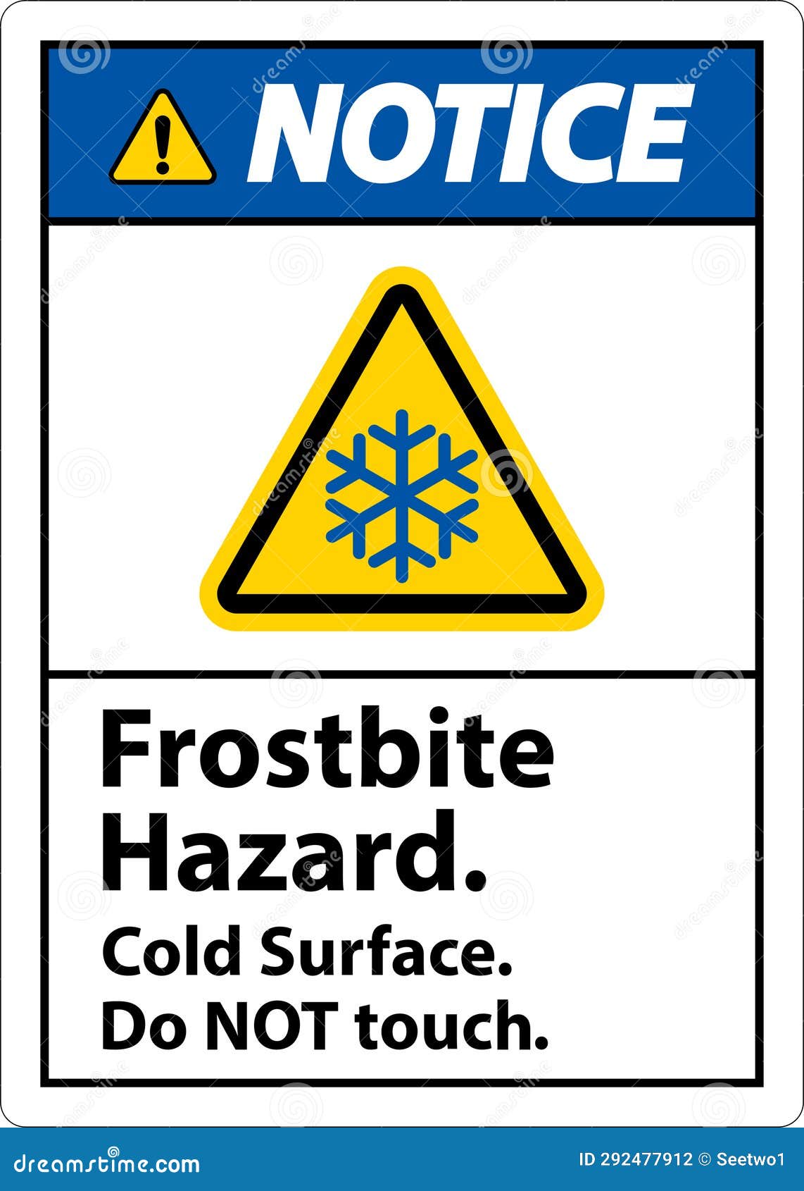 Notice Sign Frostbite Hazard, Do Not Touch Cold Surface Stock Vector ...