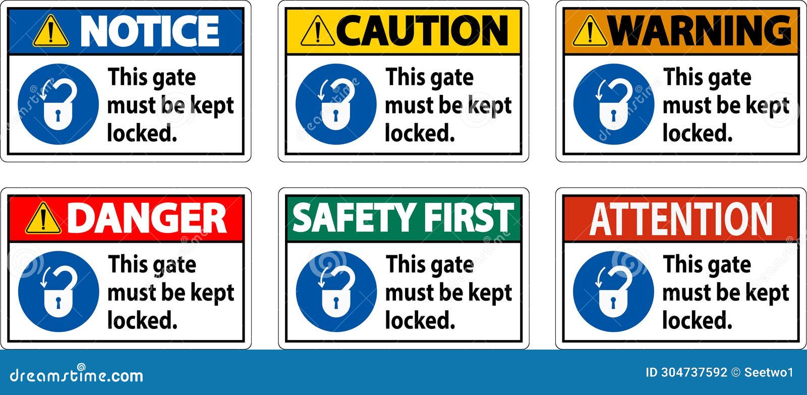 Notice Sign, Gate Must Be Kept Locked Stock Vector - Illustration of ...