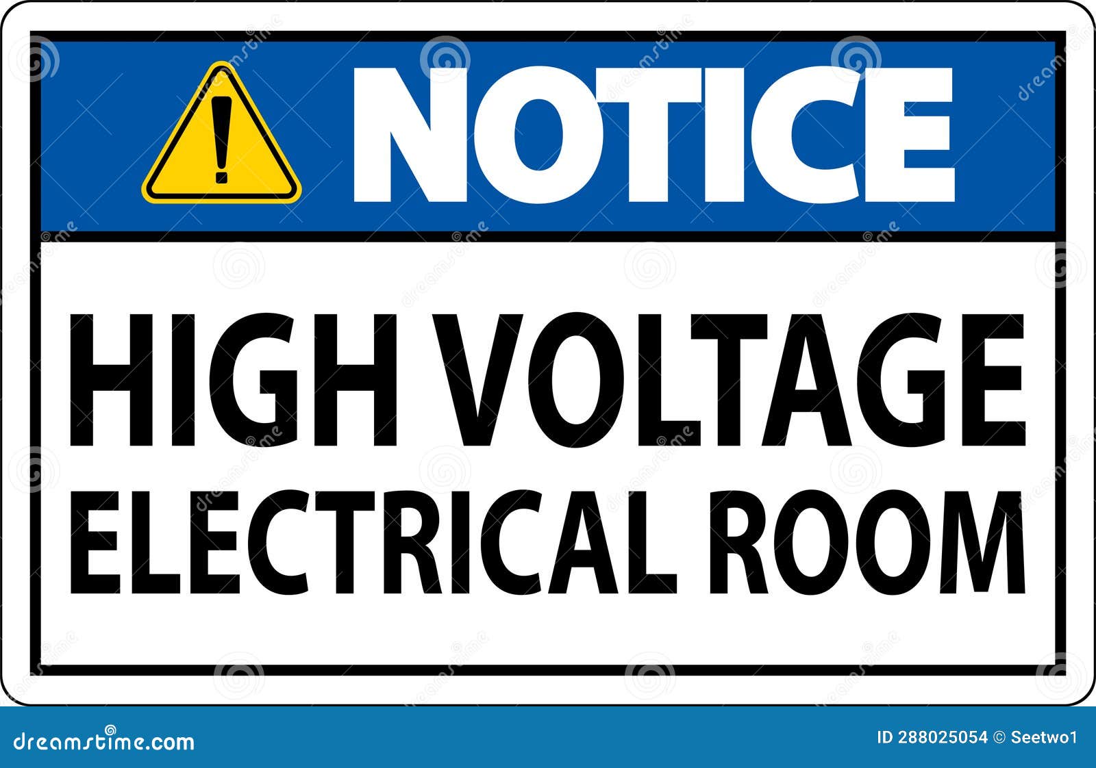 Notice Sign High Voltage - Electrical Room Stock Vector - Illustration ...