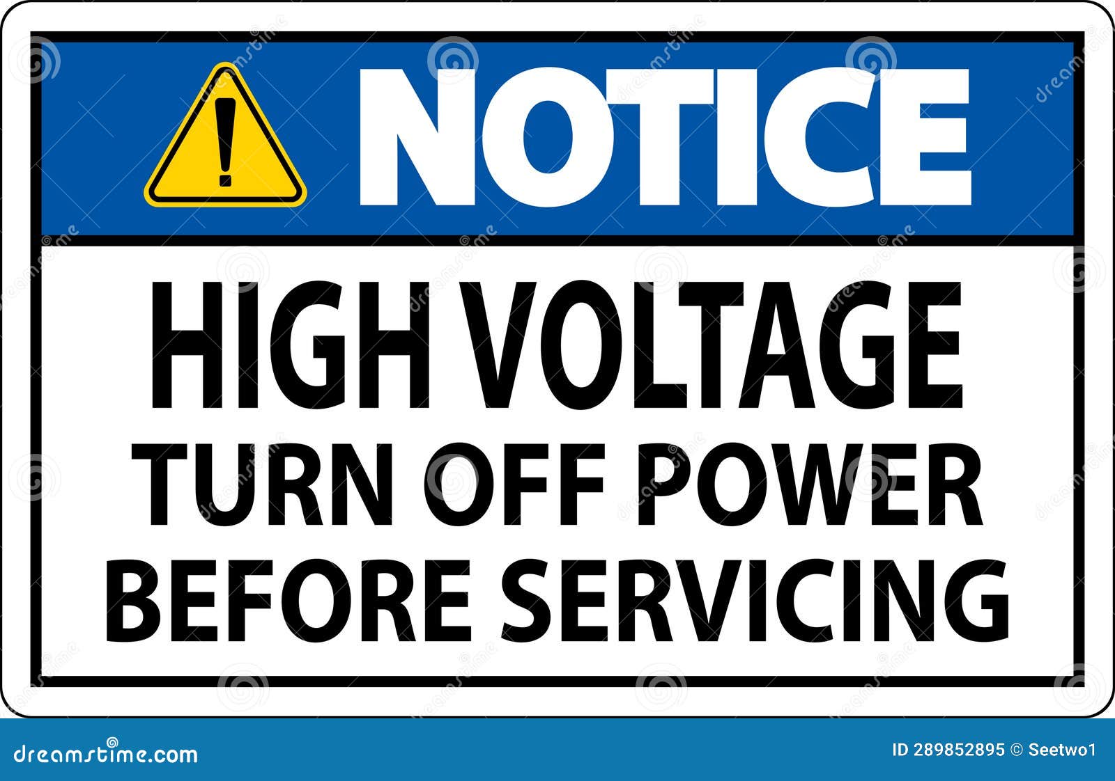 Notice Sign High Voltage Turn Off Power before Servicing Stock Vector ...