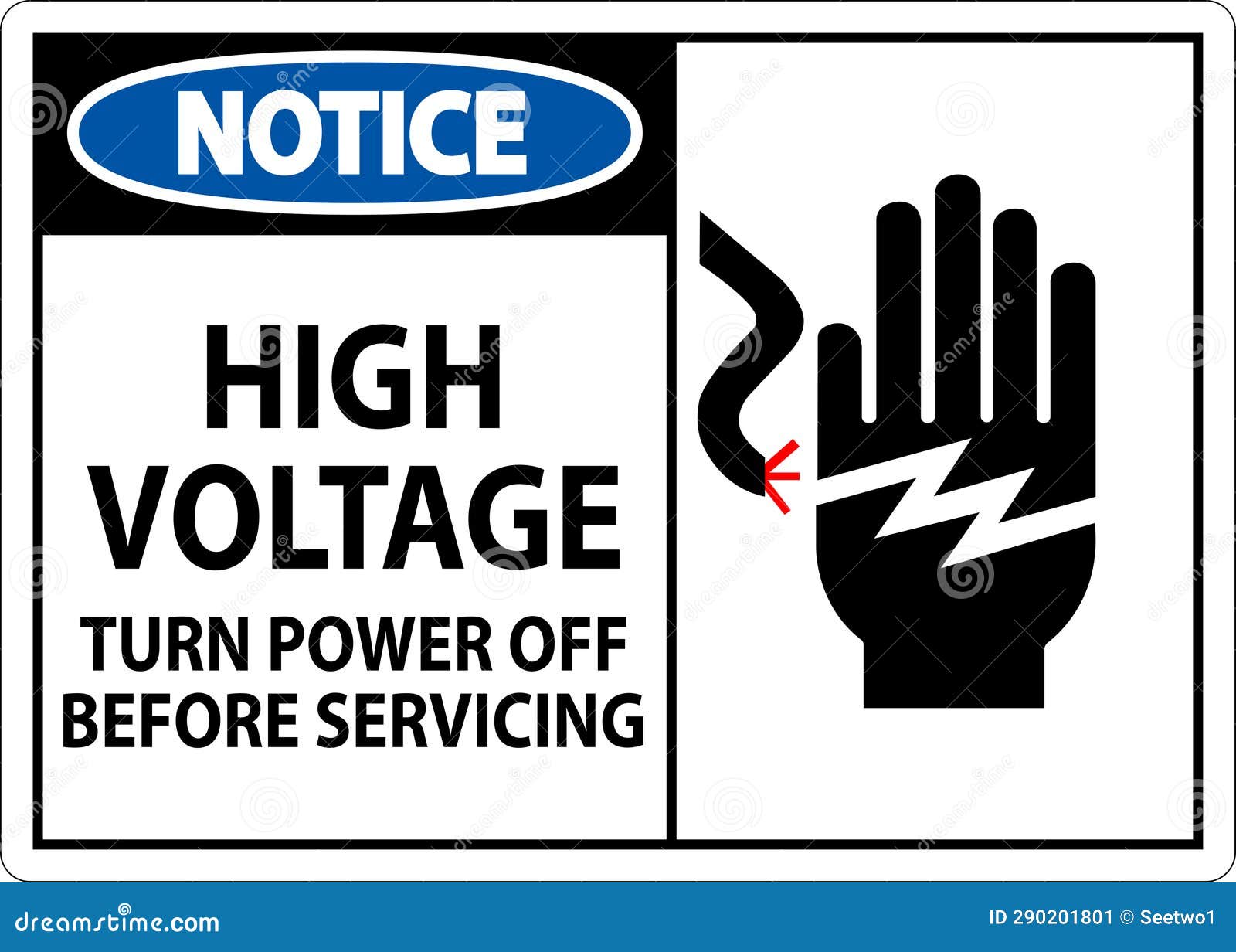 Notice Sign High Voltage - Turn Power Off before Servicing Stock Vector ...