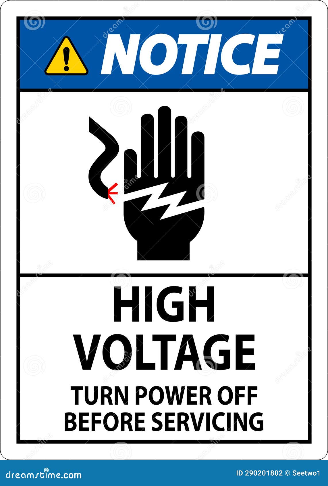 Notice Sign High Voltage - Turn Power Off before Servicing Stock Vector ...