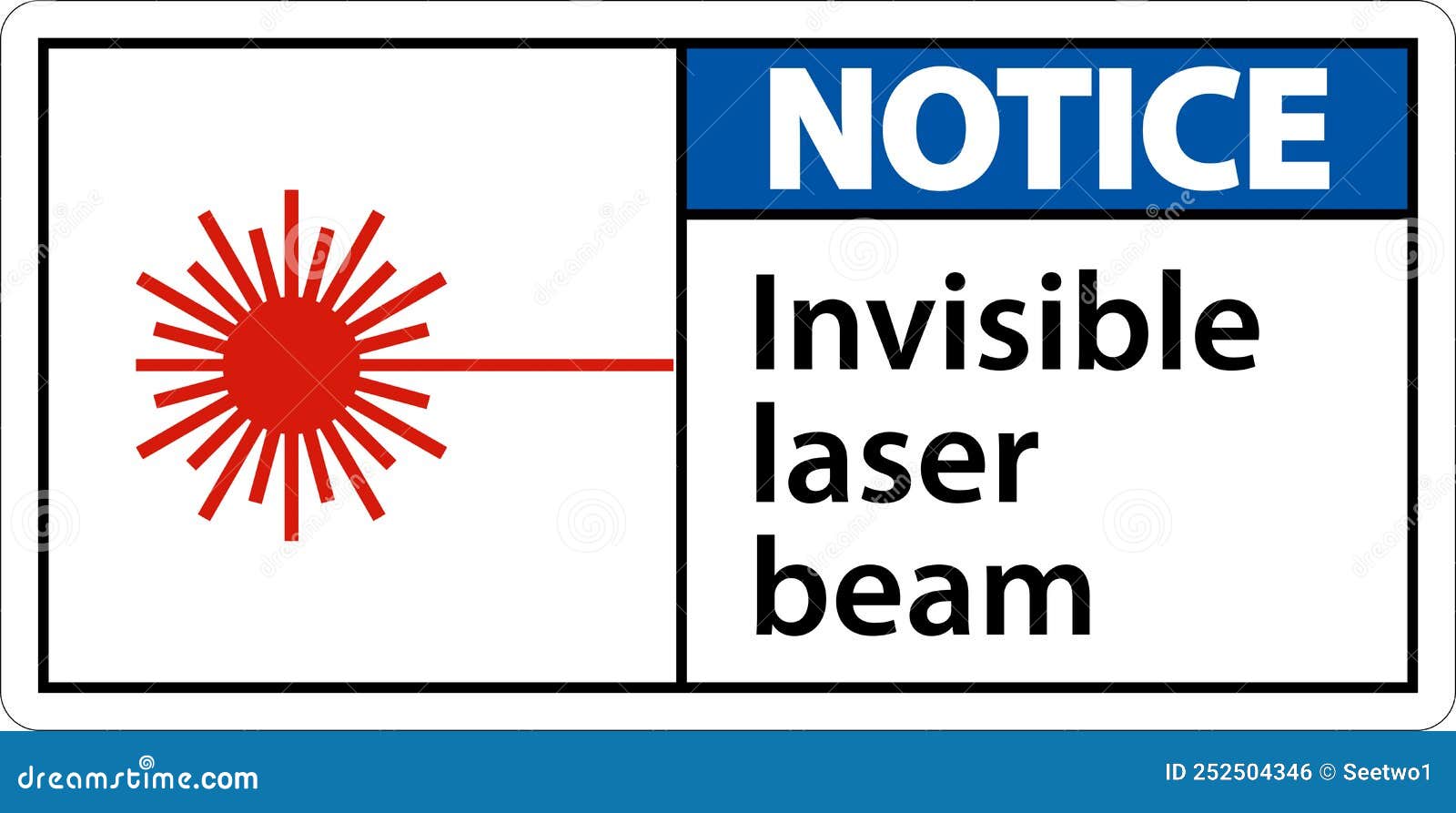 Notice Sign Invisible Laser Beam on White Background Stock Vector ...