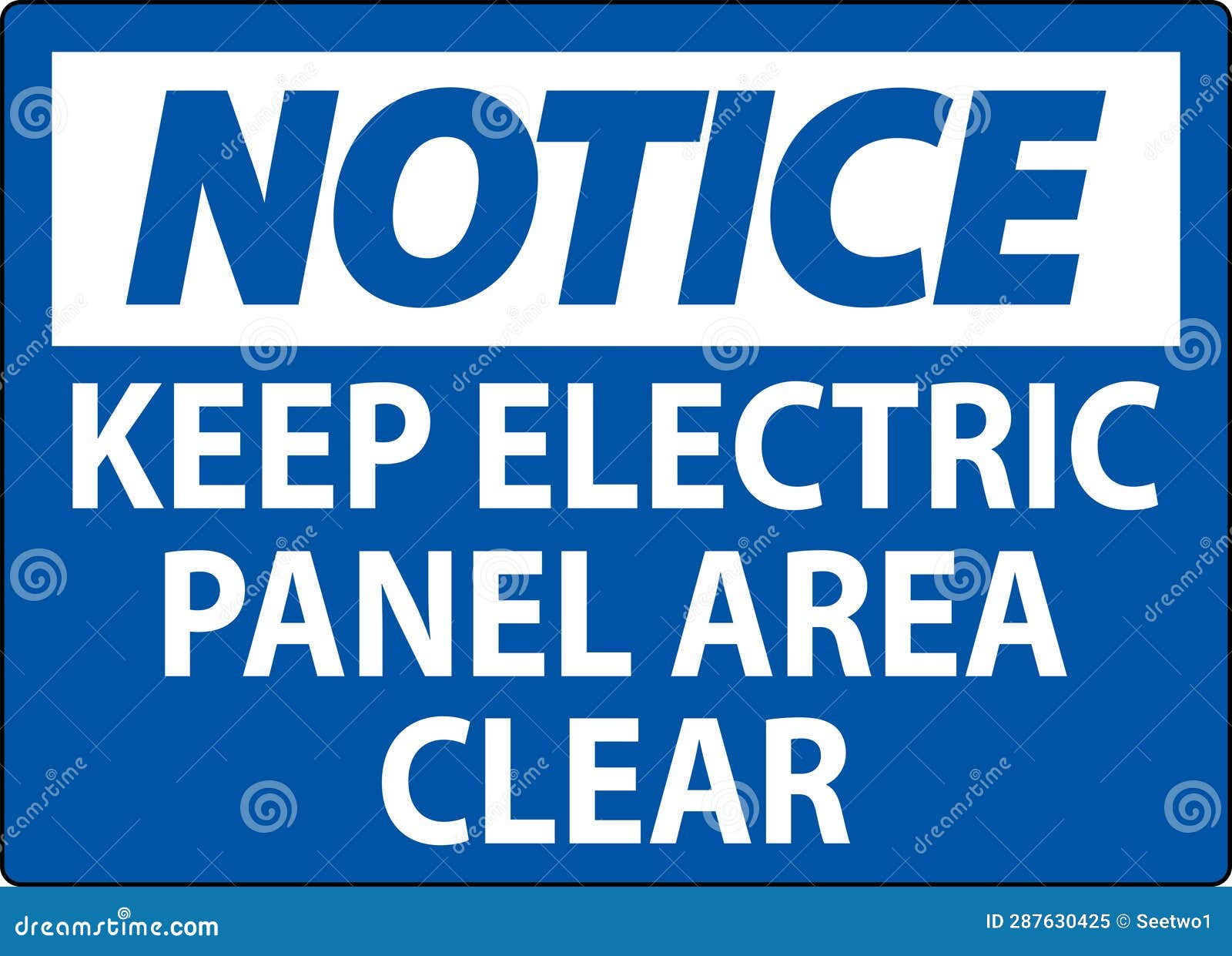 Notice Sign Keep Electric Panel Area Clear Stock Vector - Illustration ...