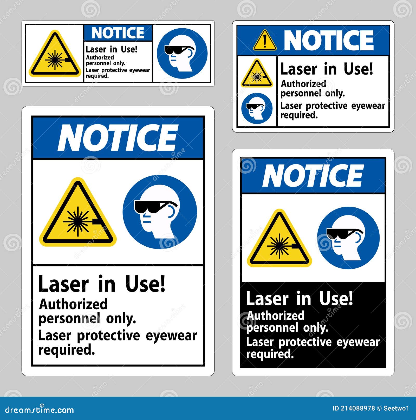 Notice Sign Laser in Use Authorized Personnel only Laser Protec Stock ...