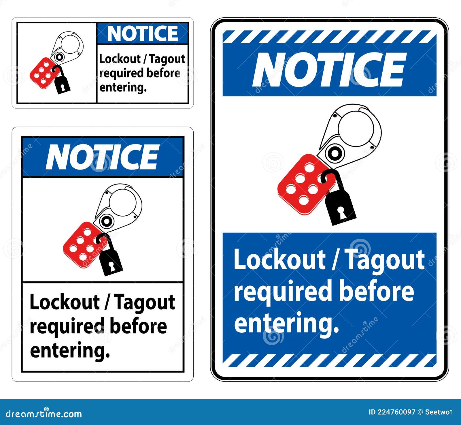 Notice Sign Lockout ,Tagout Required Before Entering Cartoon Vector ...