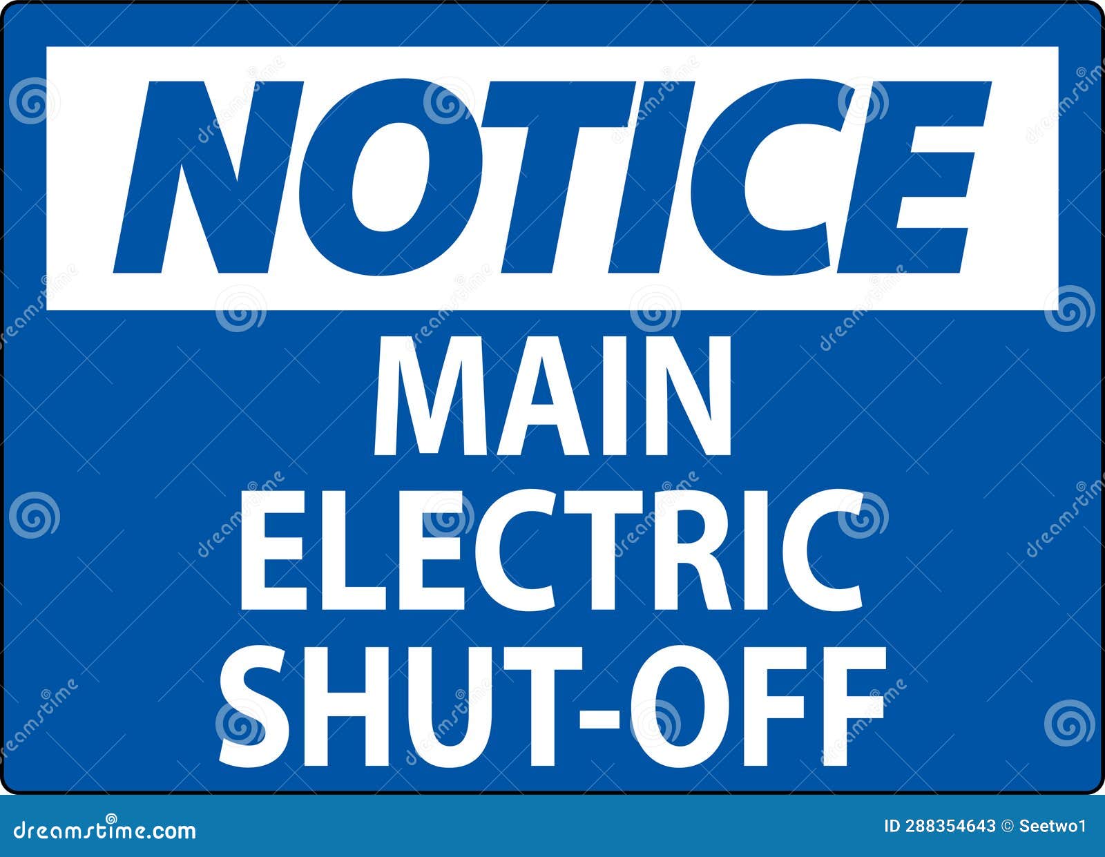 Notice Sign Main Electric Shut-Off Stock Vector - Illustration of light ...
