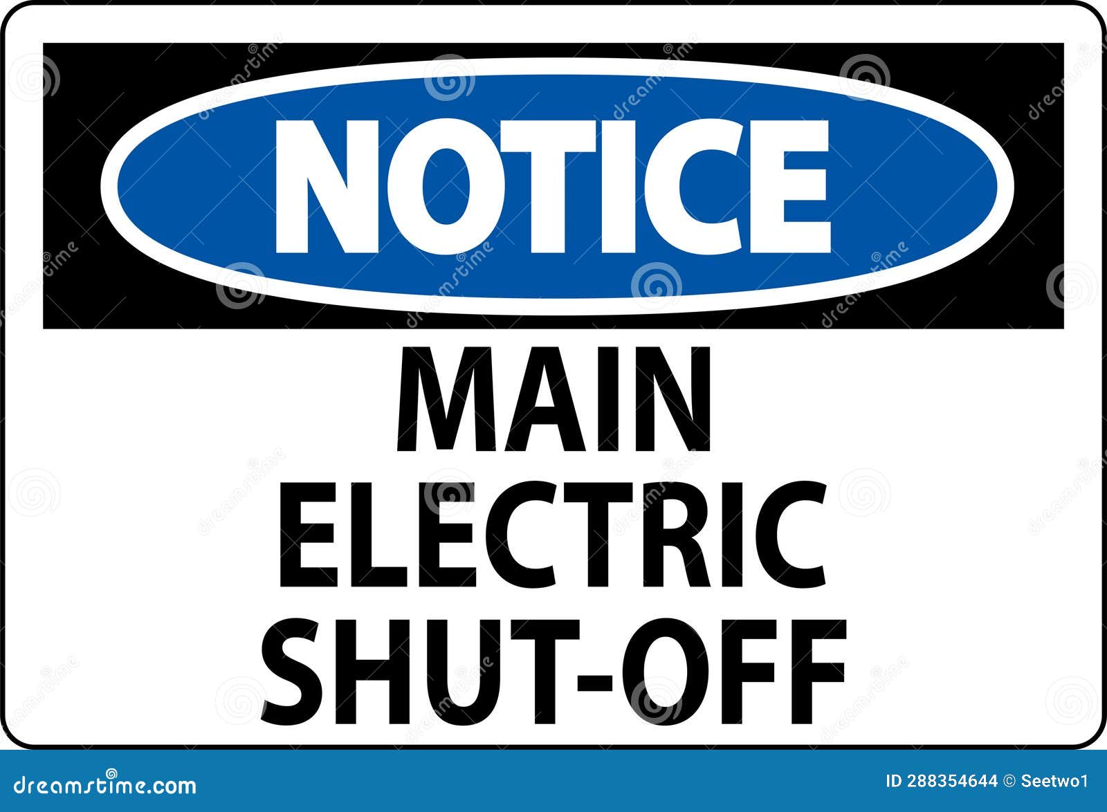 Notice Sign Main Electric Shut-Off Stock Vector - Illustration of ...