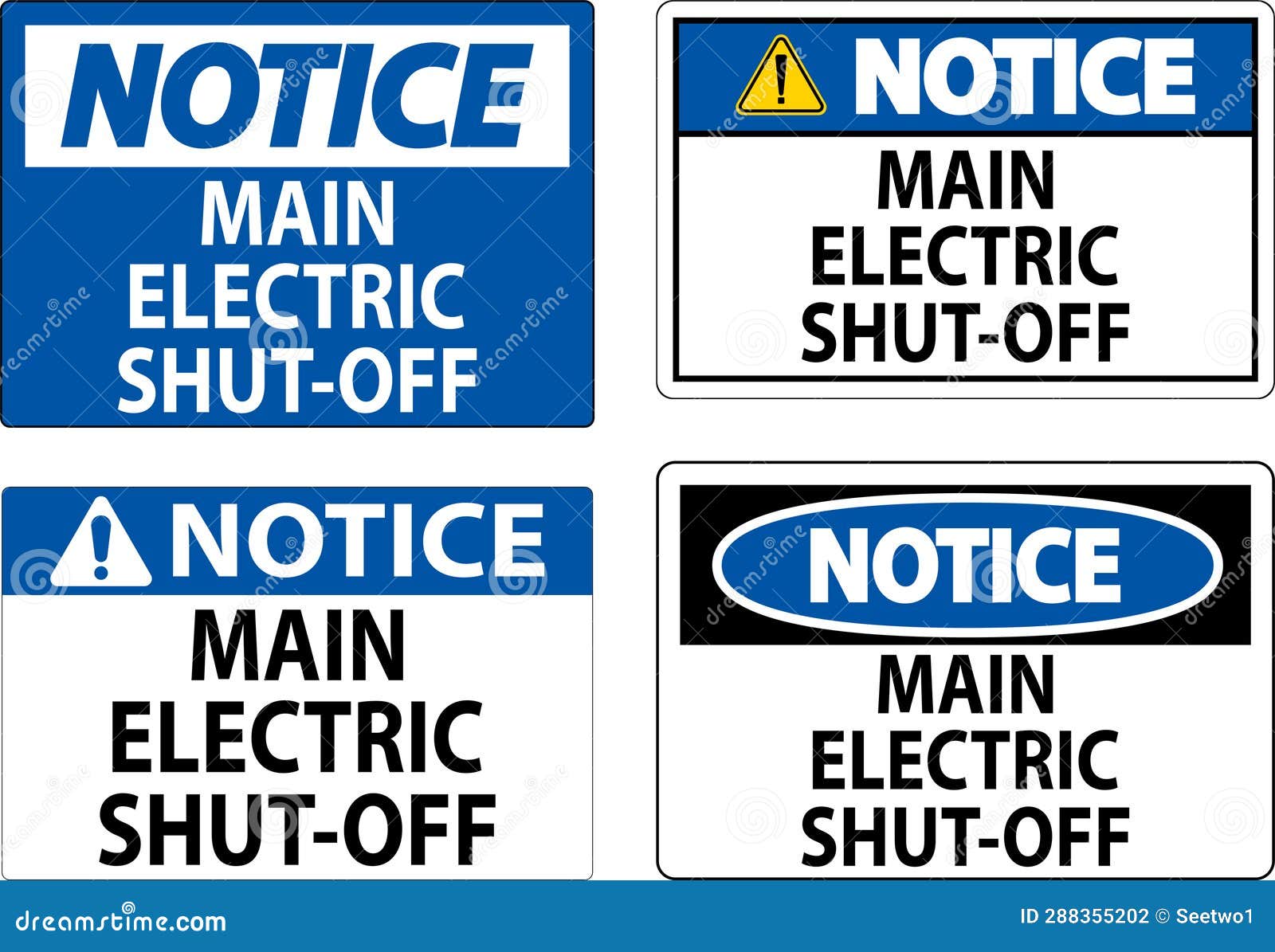 Notice Sign Main Electric Shut-Off Stock Vector - Illustration of flat ...
