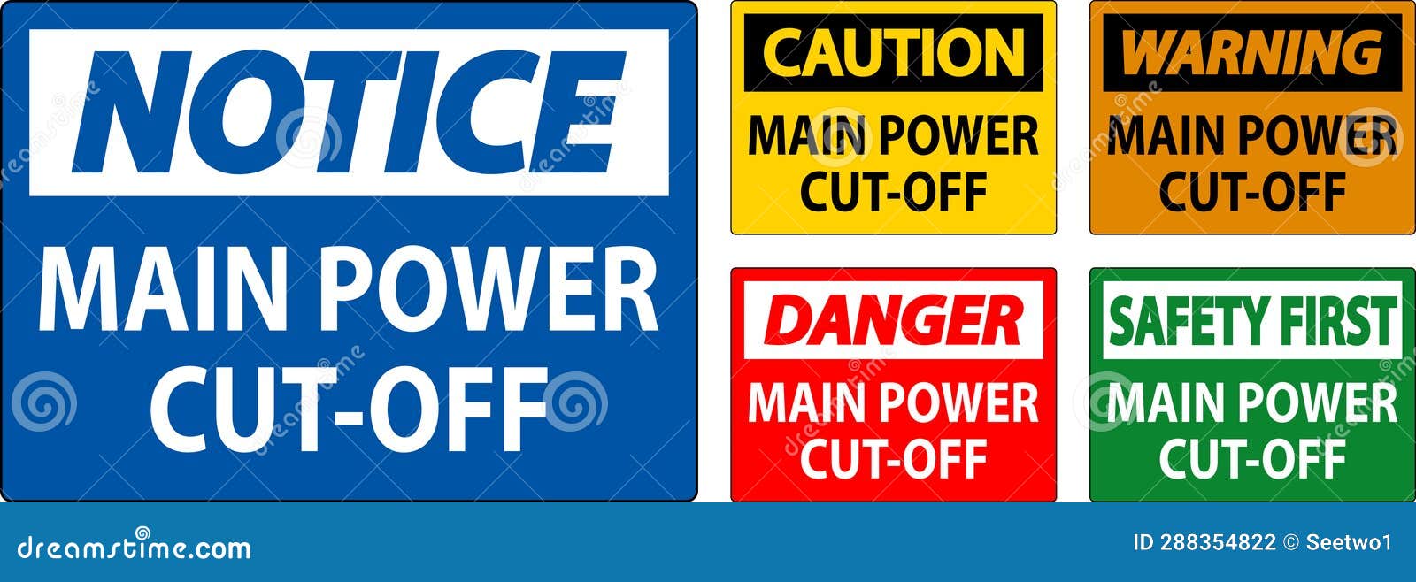 Notice Sign Main Power Cut-Off Stock Illustration - Illustration of ...