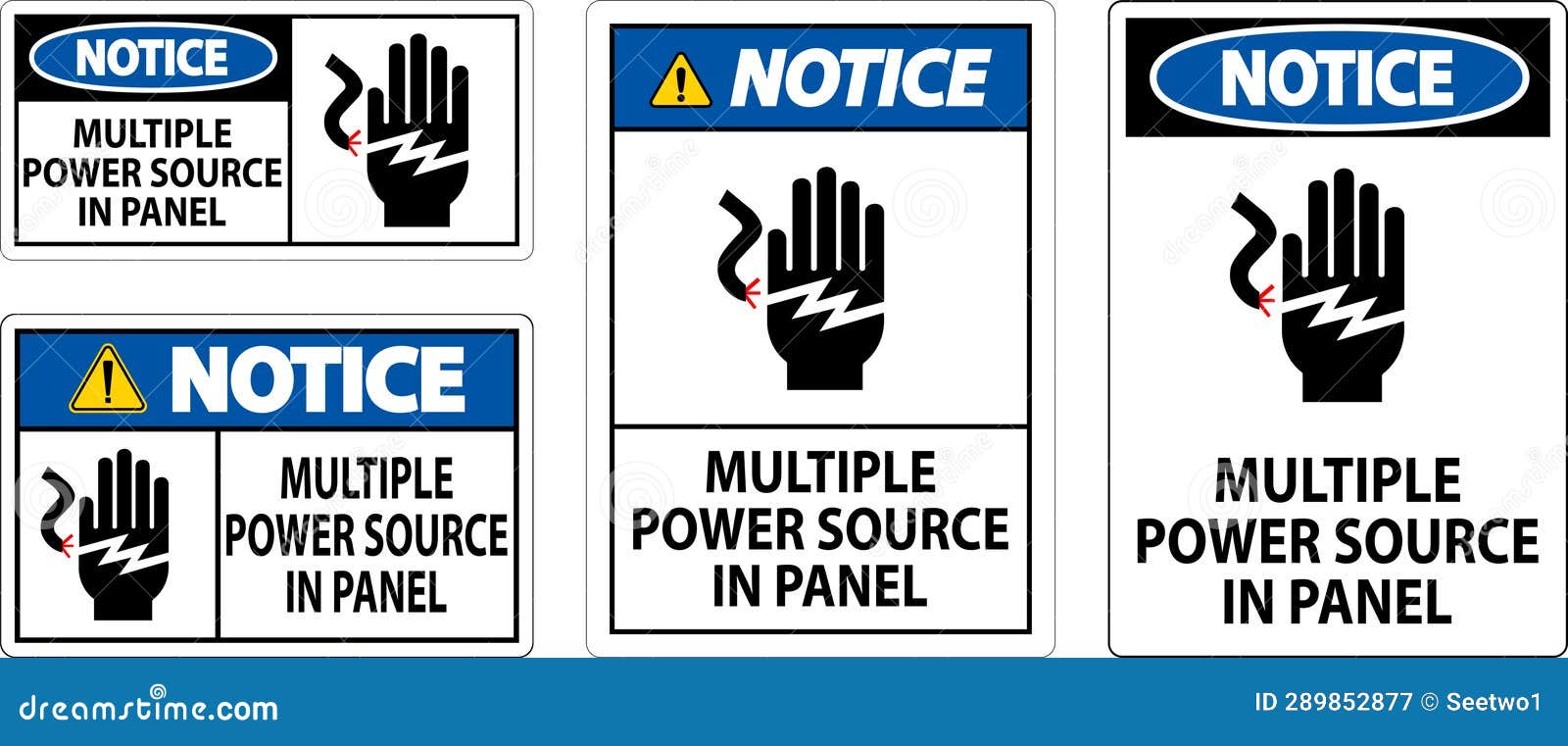 Notice Sign Multiple Power Source in Panel Stock Vector - Illustration ...