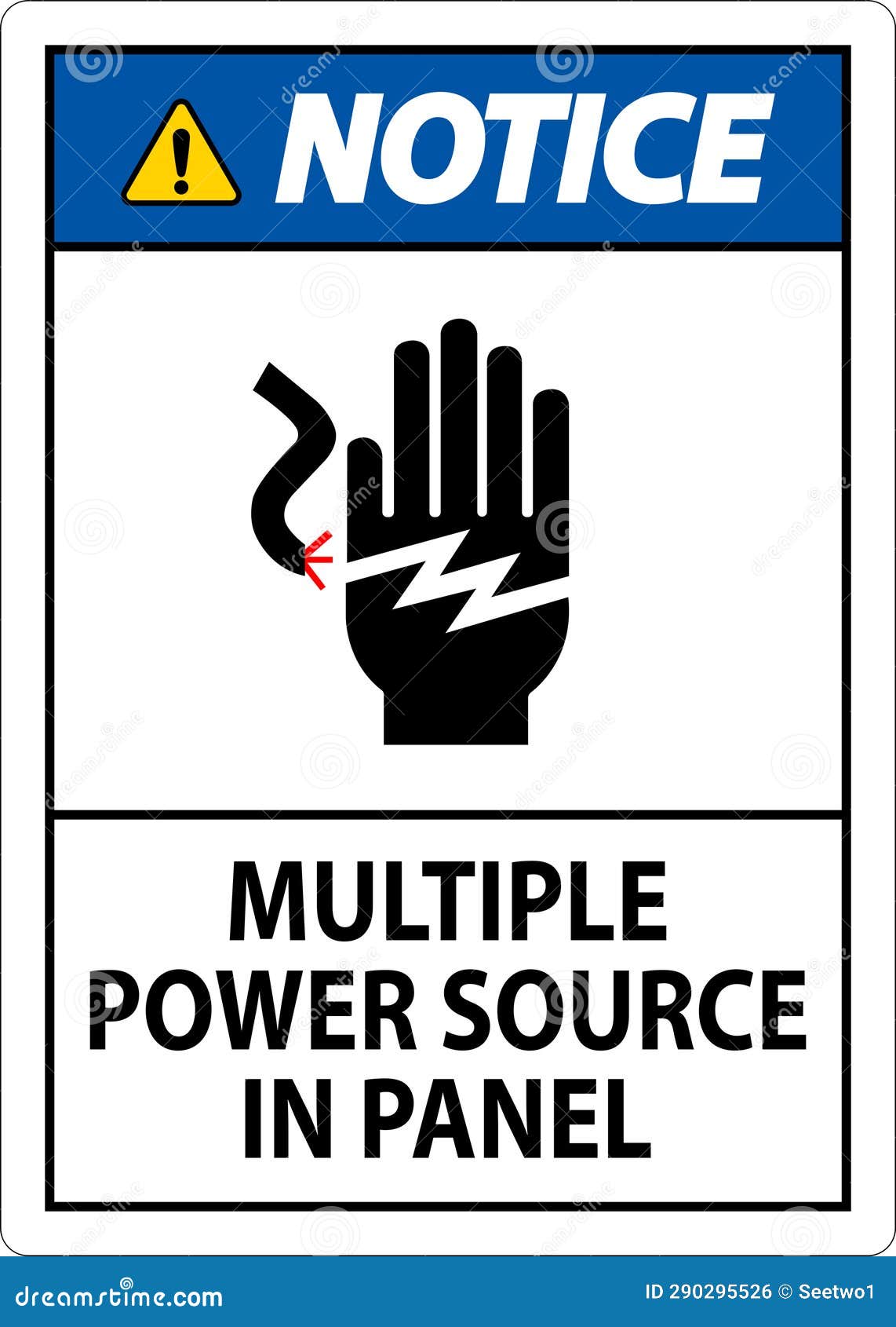 Notice Sign Multiple Power Source In Panel Vector Illustration ...