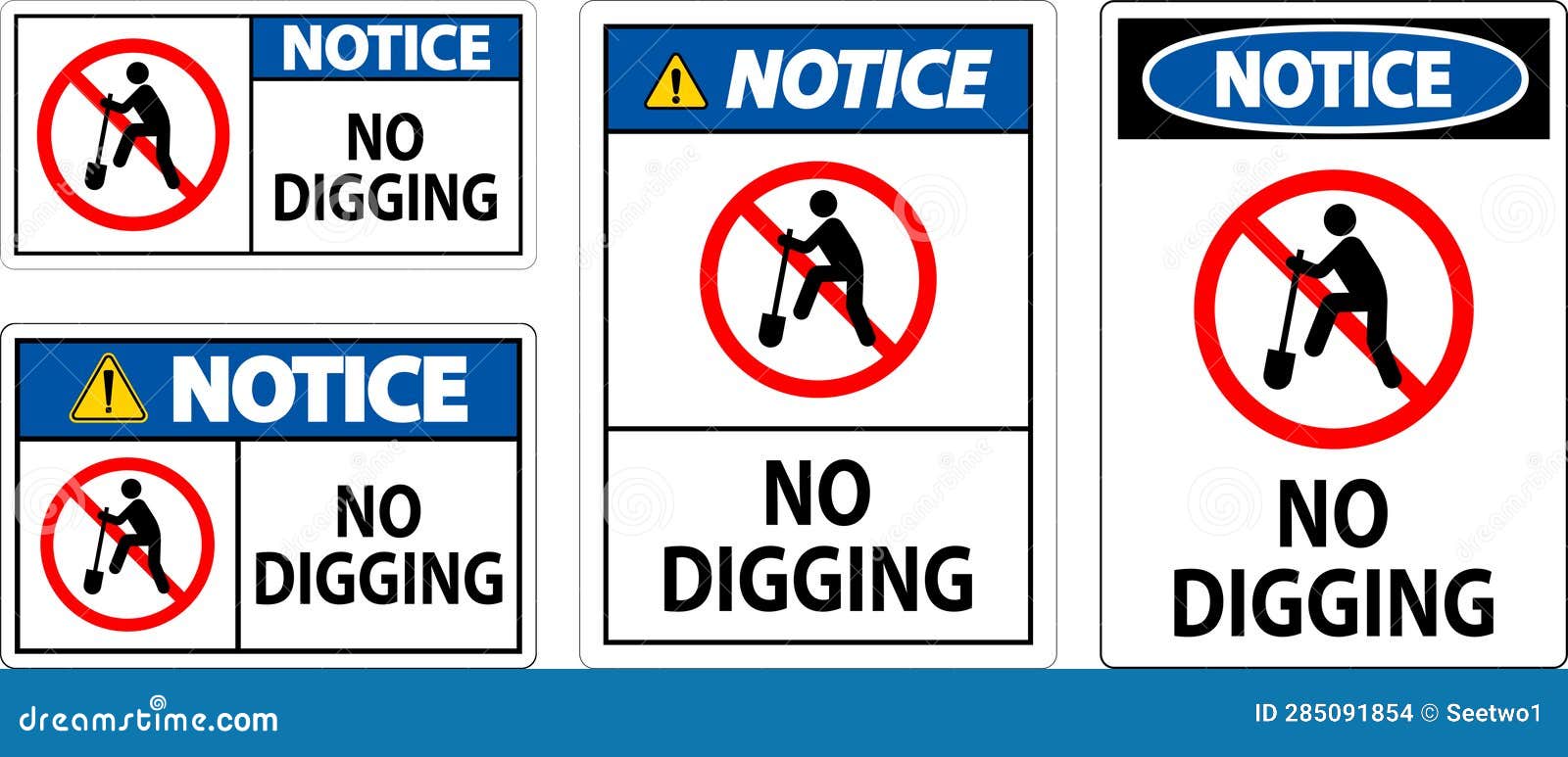 Notice Sign, No Digging Sign Stock Vector - Illustration of highway ...