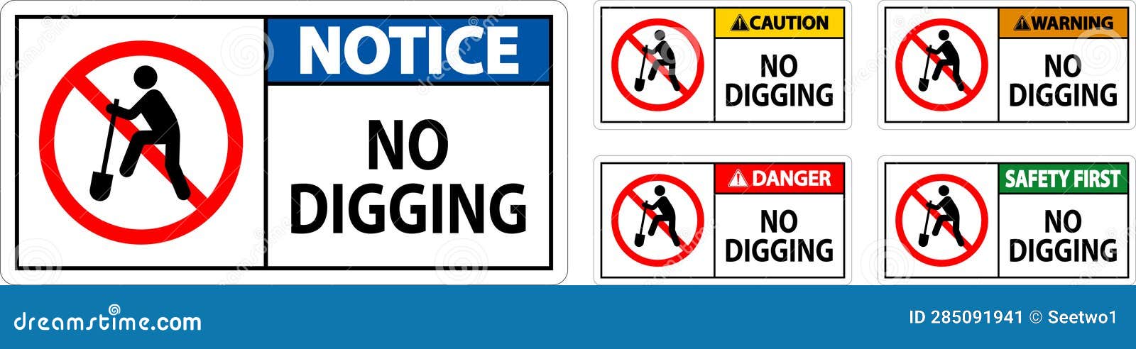 Notice Sign, No Digging Sign Stock Vector - Illustration of green ...
