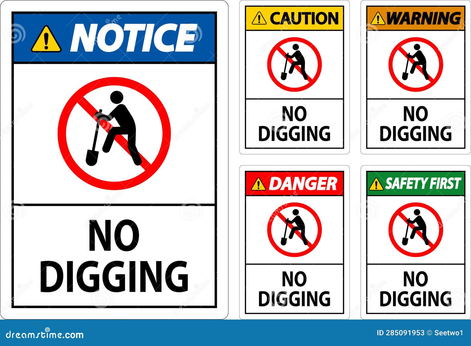 Notice Sign, No Digging Sign Stock Vector - Illustration of notice ...