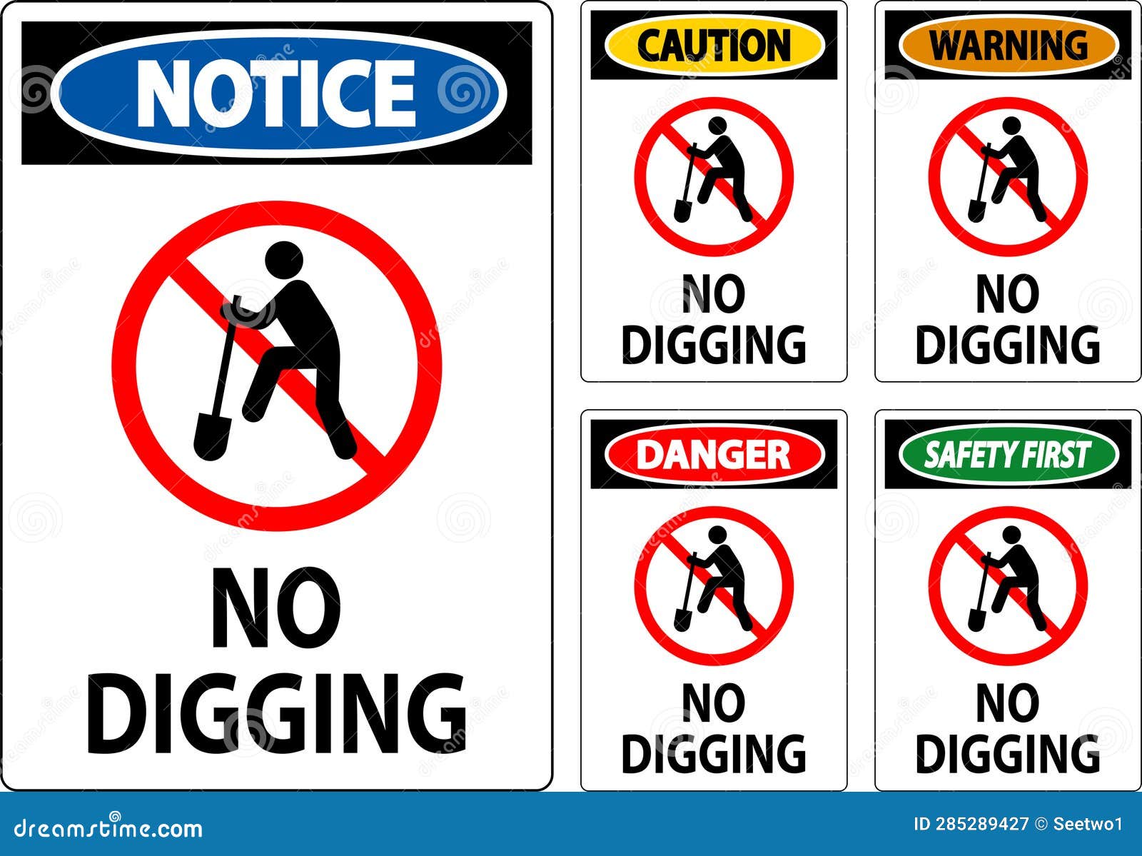 Notice Sign, No Digging Sign Stock Vector - Illustration of allowed ...