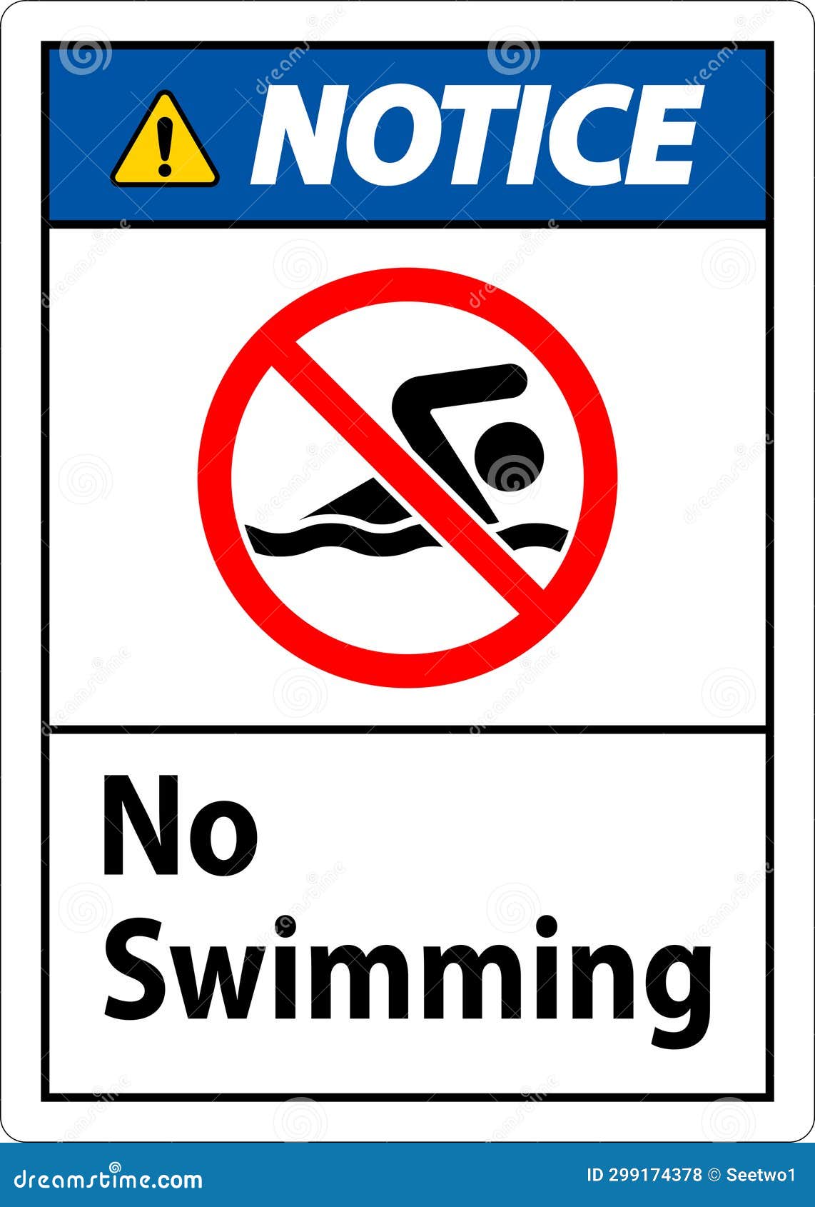 Notice Sign No Swimming stock vector. Illustration of board - 299174378