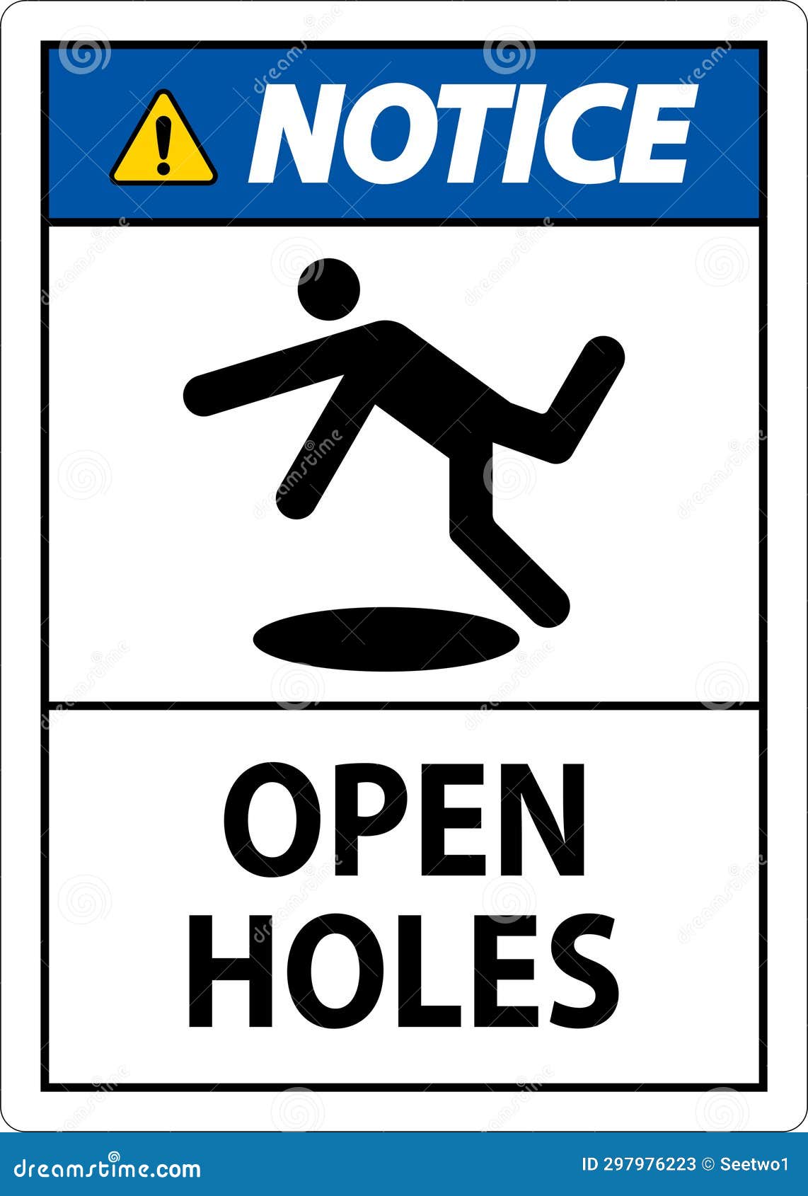 Notice Sign Open Holes stock vector. Illustration of danger - 297976223