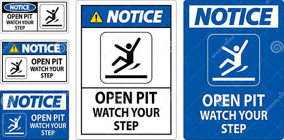 Notice Sign Open Pit, Watch Your Step Stock Vector - Illustration of ...