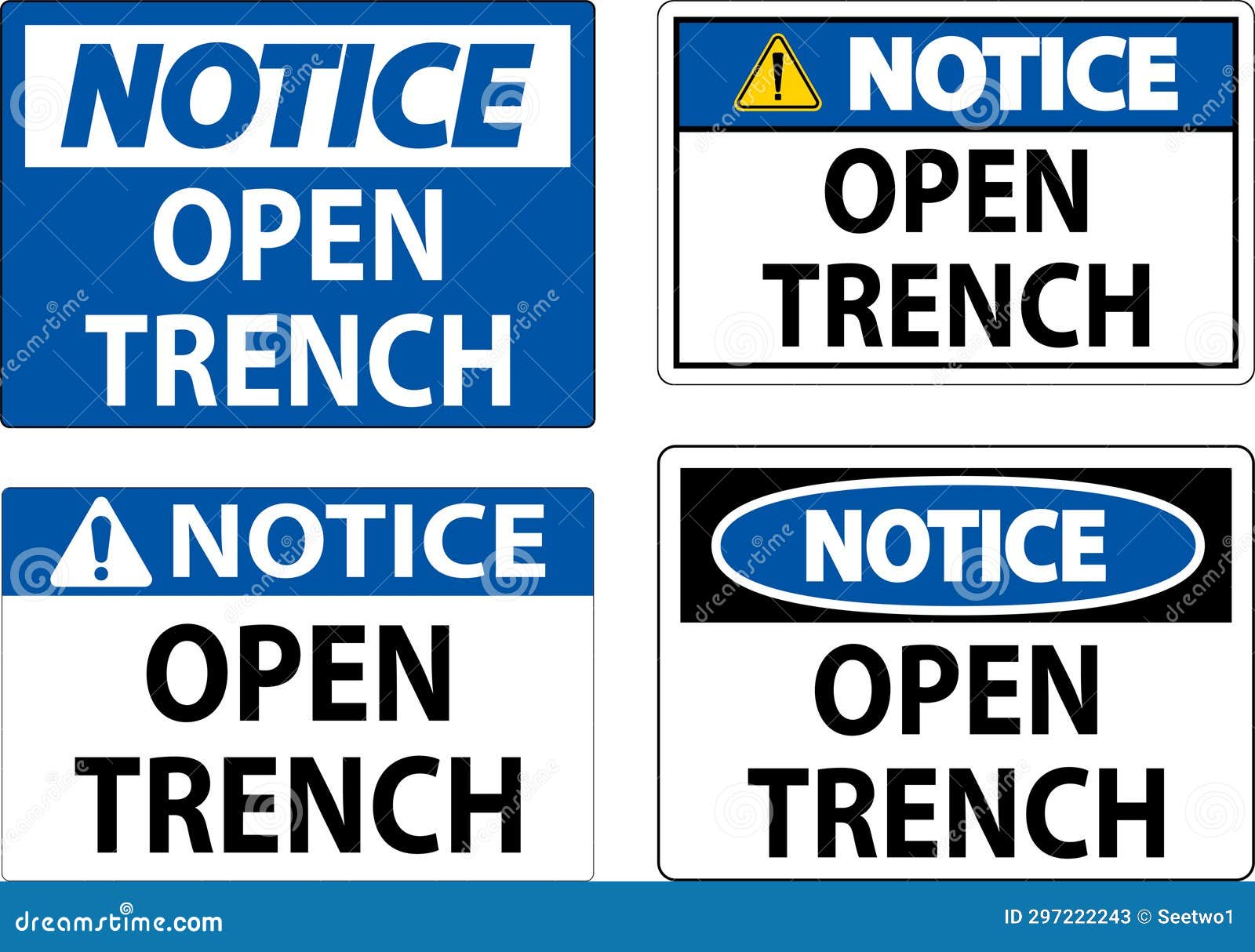 Notice Sign Open Trench stock vector. Illustration of excavate - 297222243