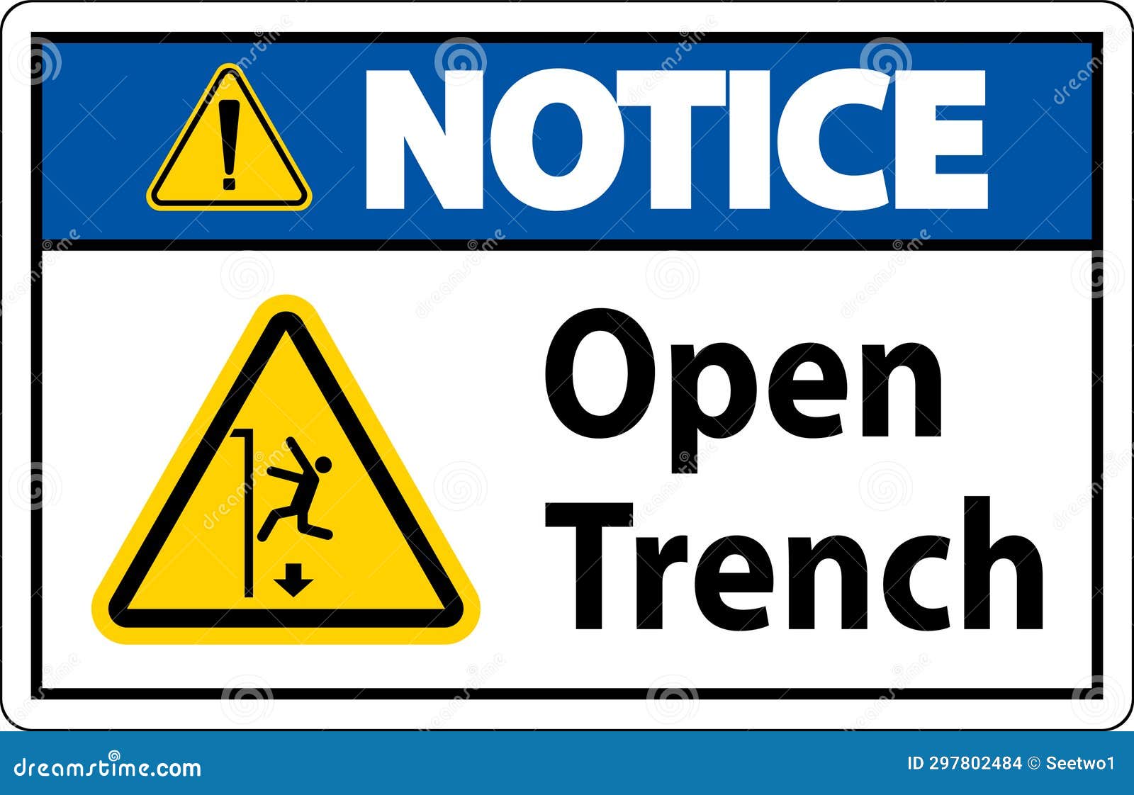 Notice Sign Open Trench stock vector. Illustration of pictogram - 297802484
