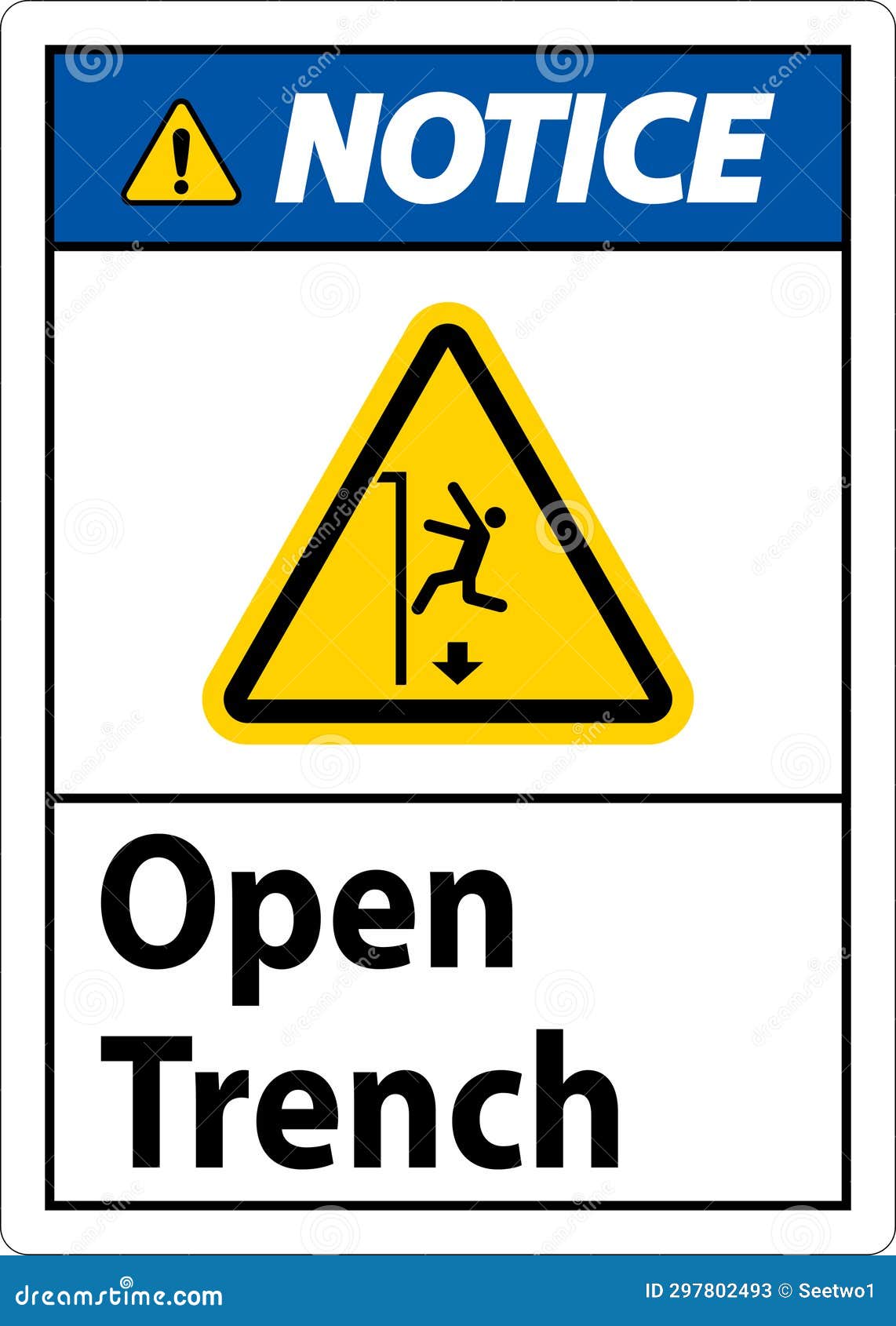 Notice Sign Open Trench stock vector. Illustration of machinery - 297802493