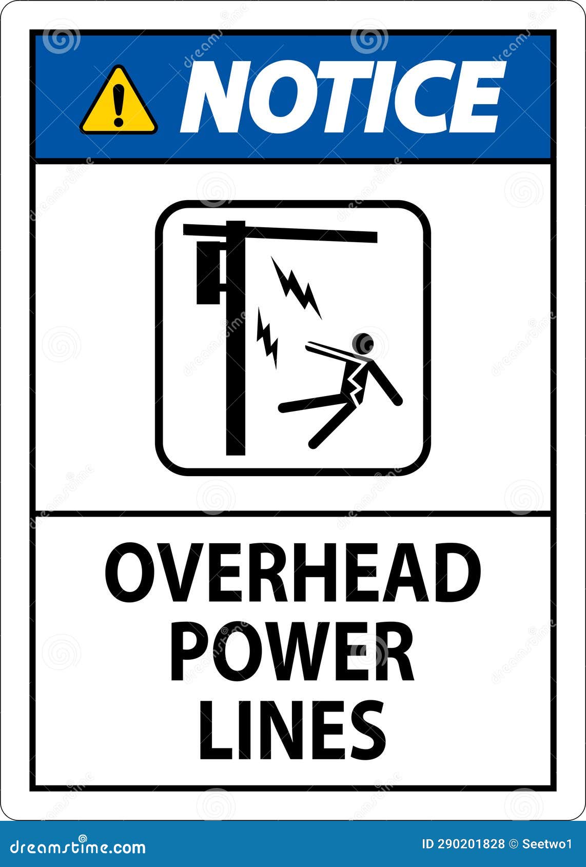 Notice Sign Overhead Power Lines Stock Vector - Illustration of ...