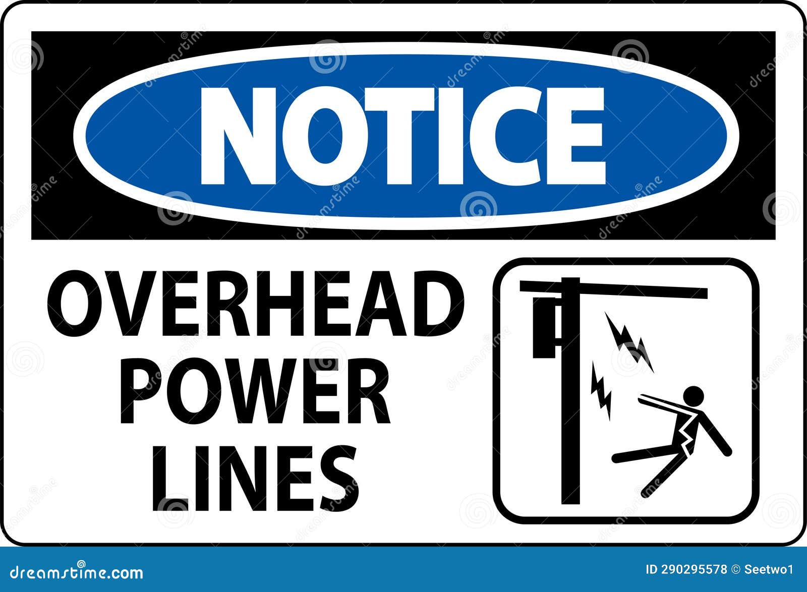 Notice Sign Overhead Power Lines Stock Vector - Illustration of lines ...