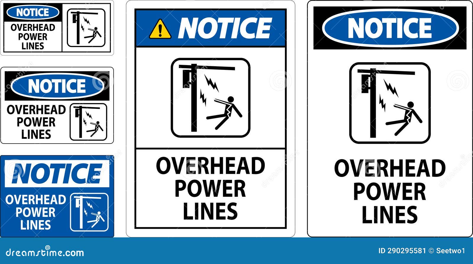 Notice Sign Overhead Power Lines Stock Vector - Illustration of ...