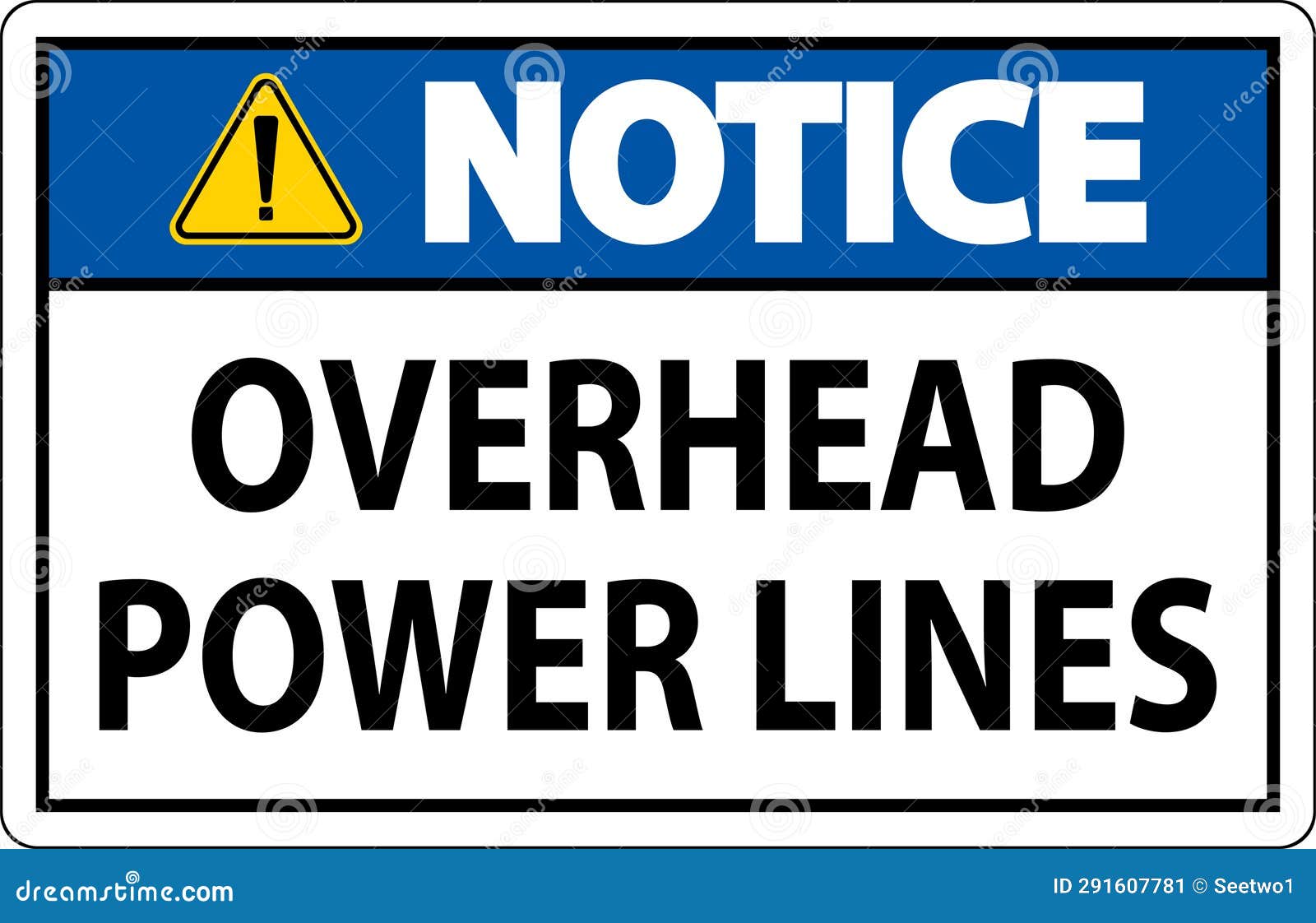 Notice Sign Overhead Power Lines Stock Vector - Illustration of alert ...