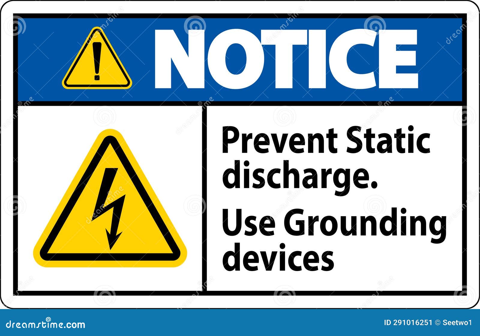 Notice Sign Prevent Static Discharge, Use Grounding Devices Stock ...