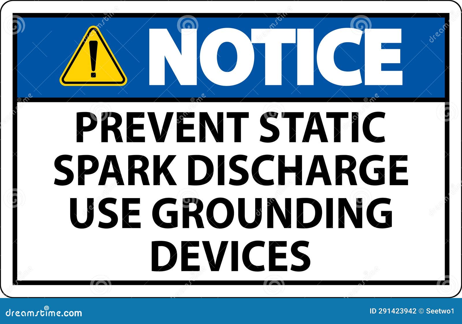 Notice Sign Prevent Static Spark Discharge Use Grounding Devices Stock ...