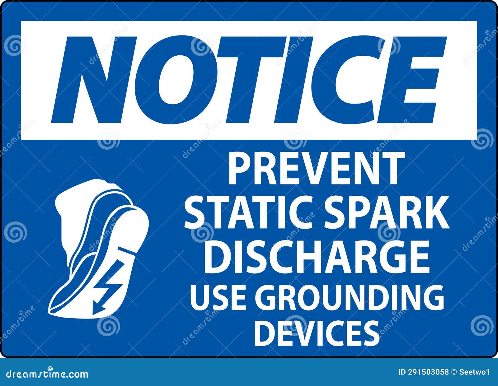 Notice Sign Prevent Static Spark Discharge, Use Grounding Devices Stock ...