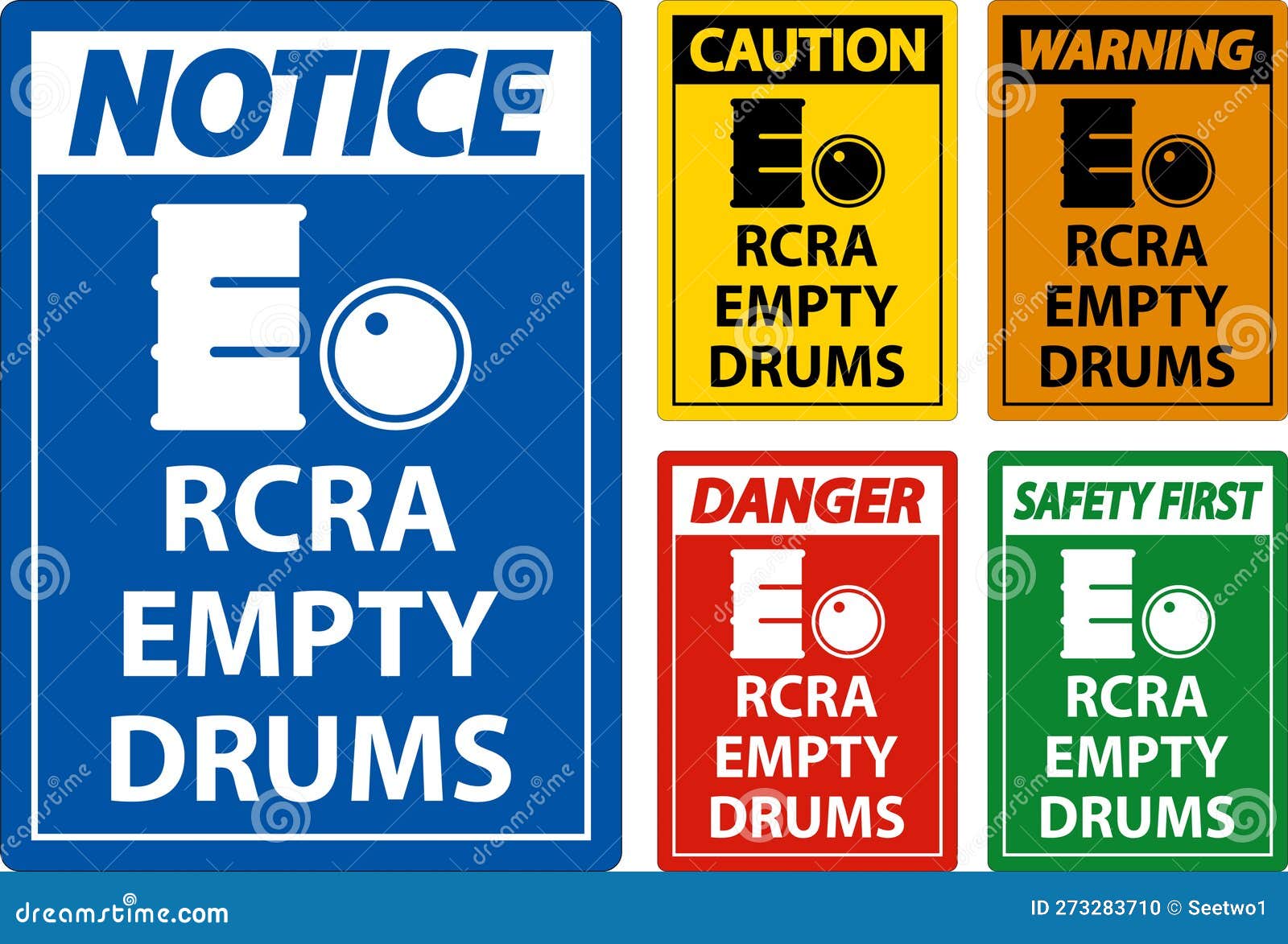 Notice Sign RCRA Empty Drums on White Background Stock Vector ...