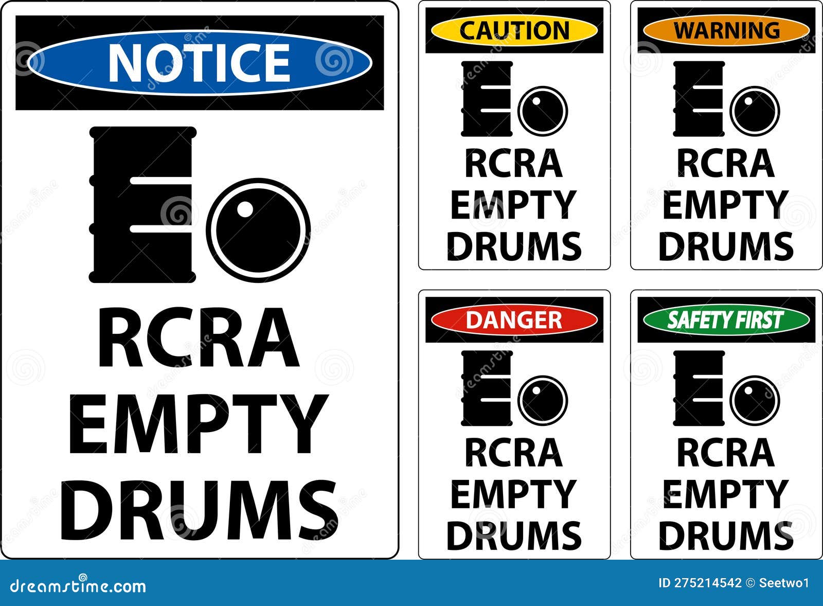 Notice Sign RCRA Empty Drums on White Background Stock Vector ...