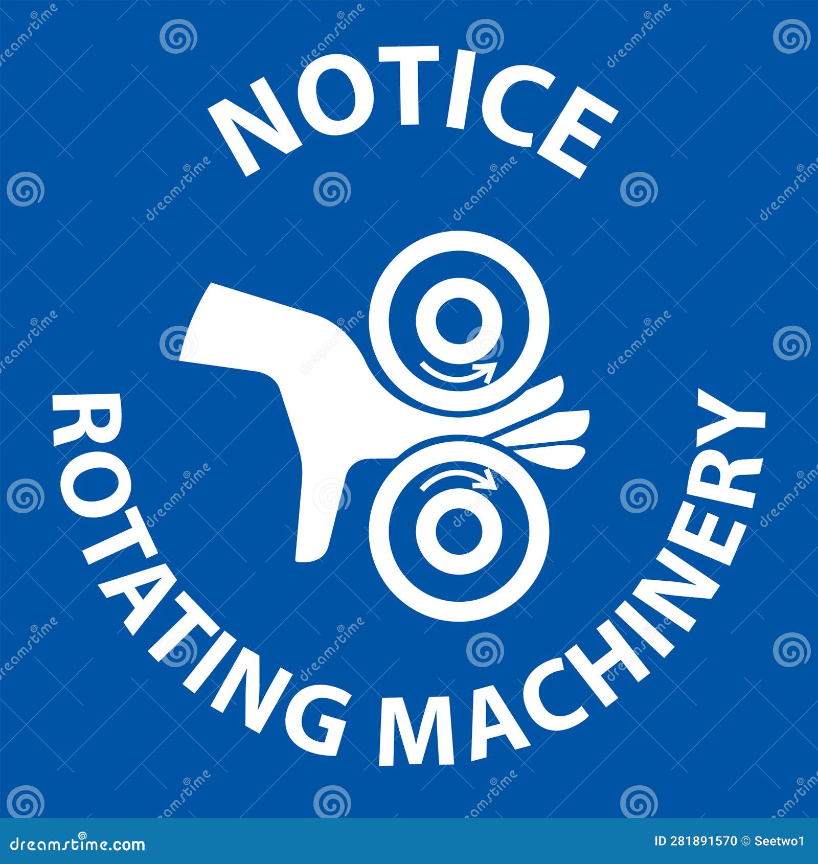 Notice Sign Rotating Machinery Keep Hands Away Stock Vector ...