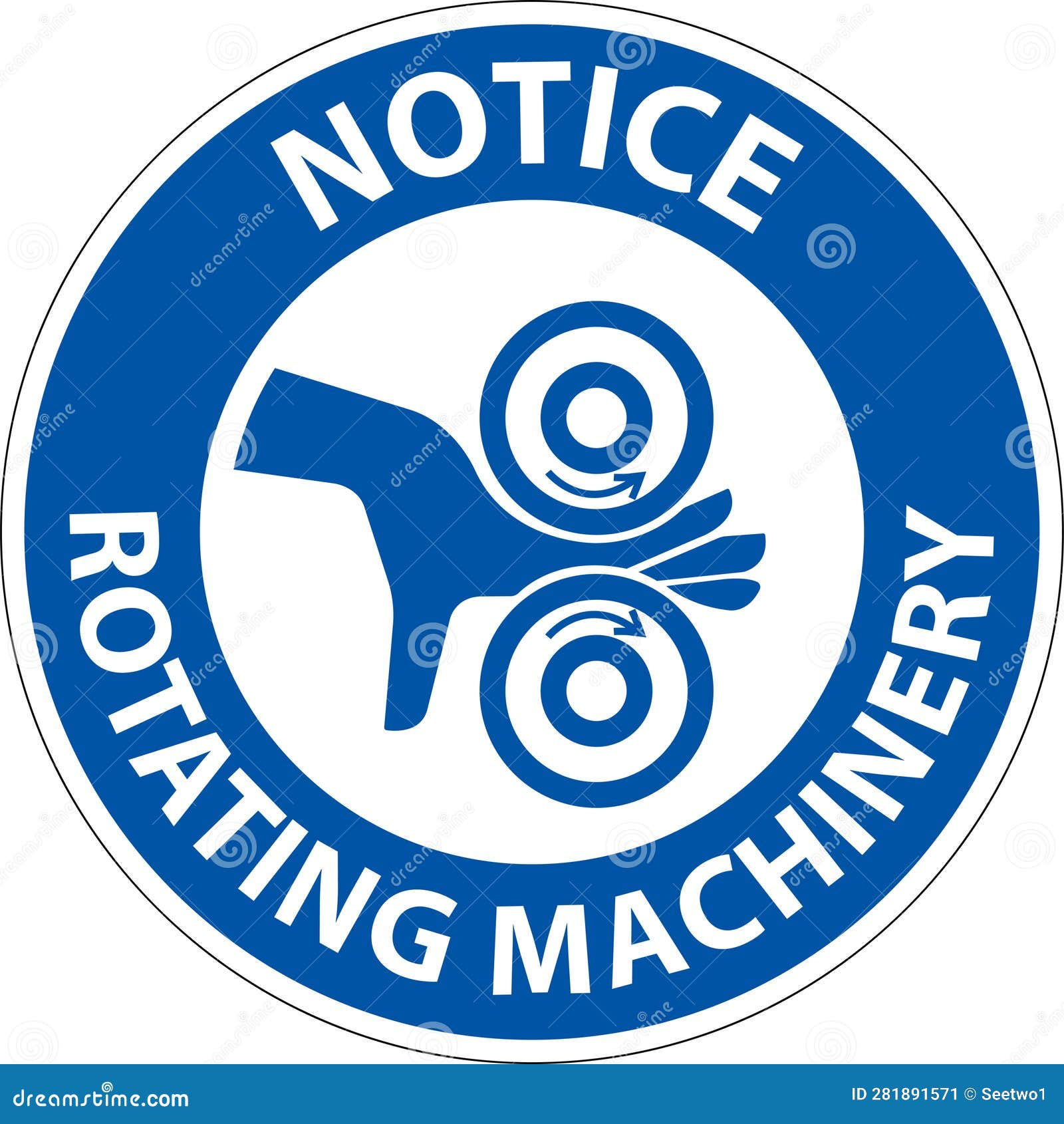 Notice Sign Rotating Machinery Keep Hands Away Stock Vector ...