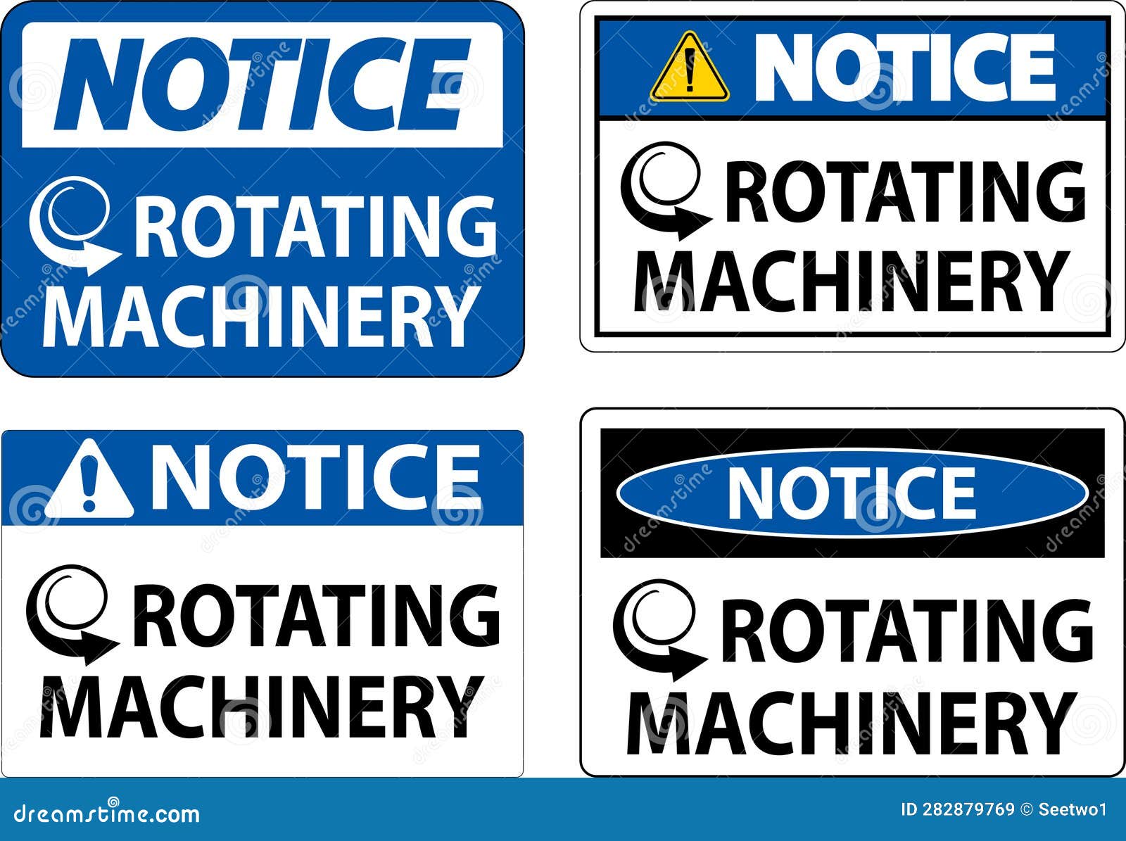 Notice Sign Rotating Machinery on White Background Stock Vector ...
