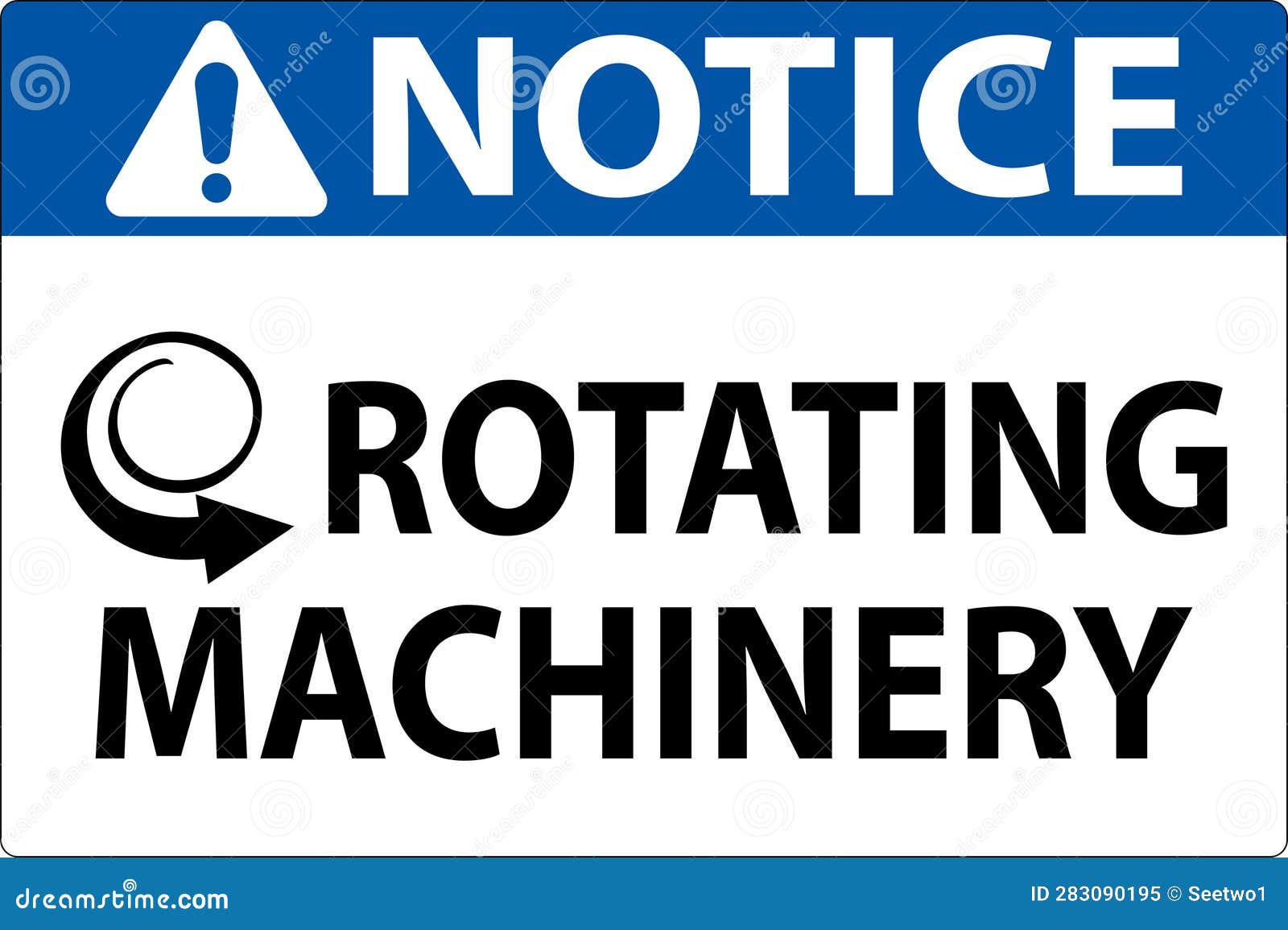 Notice Sign Rotating Machinery on White Background Stock Vector ...