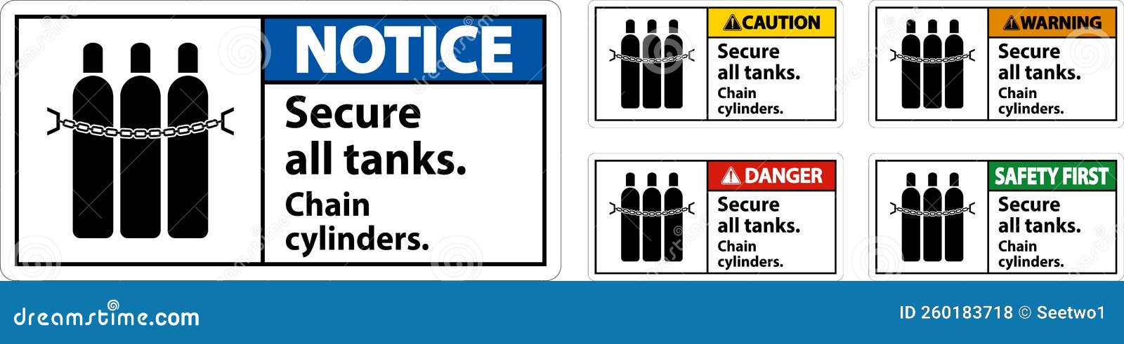Notice Sign Secure All Tanks, Chain Cylinders Stock Vector ...