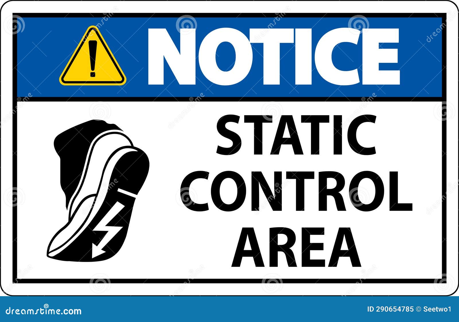 Notice Sign Static Control Area Stock Vector - Illustration of floor ...