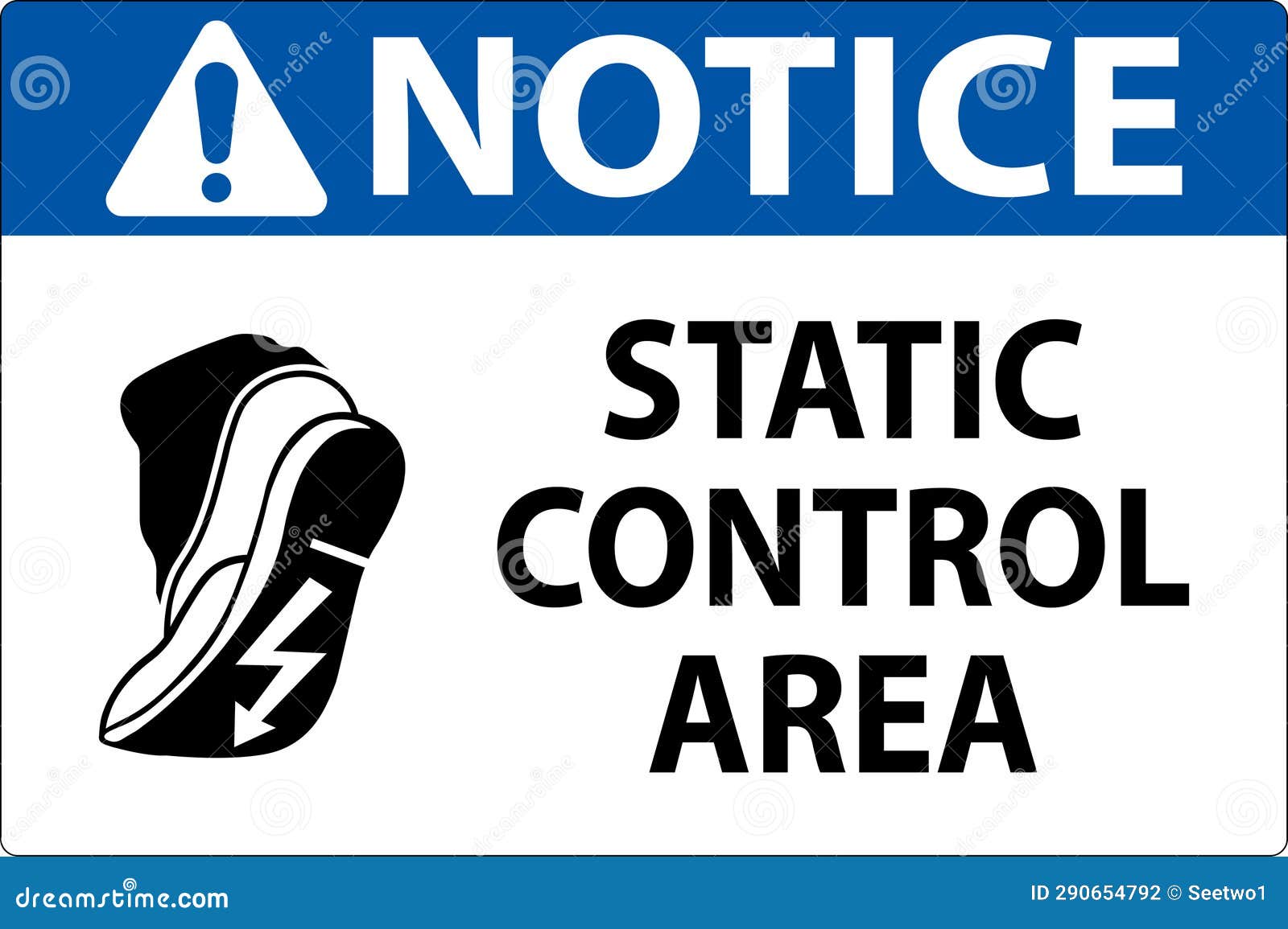 Notice Sign Static Control Area Stock Vector - Illustration of protect ...