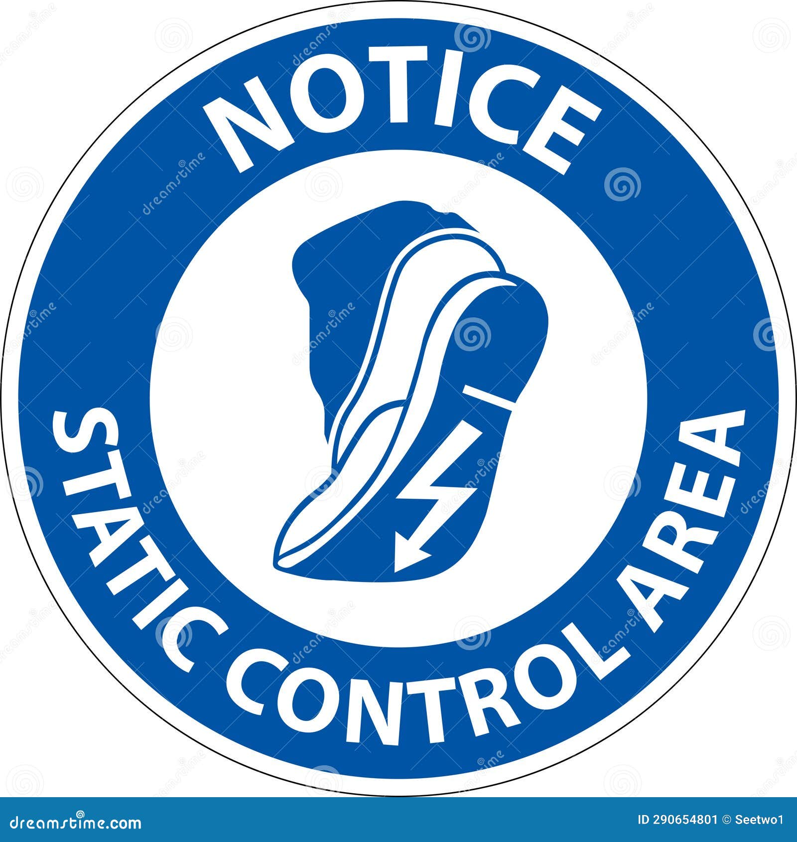Notice Sign Static Control Area Stock Vector - Illustration of charge ...