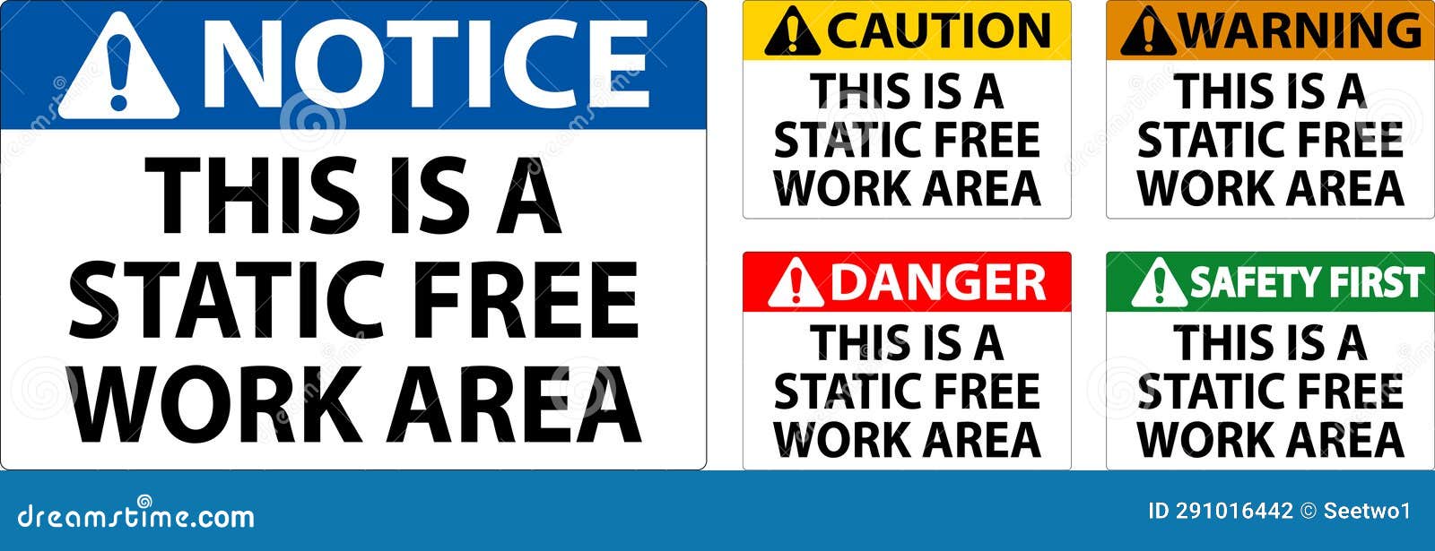 Notice Sign this is a Static Free Work Area Stock Vector - Illustration ...